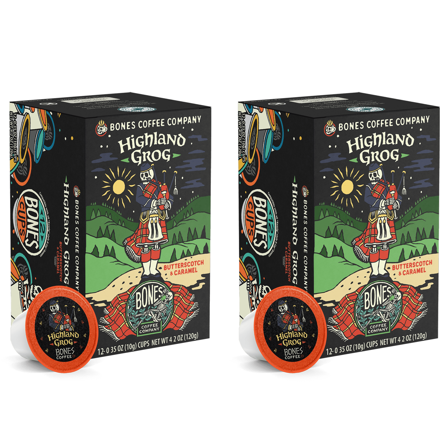 (2 pack) Bones Coffee Medium Roast Bones Cups | 12 ct. Single Serve ...