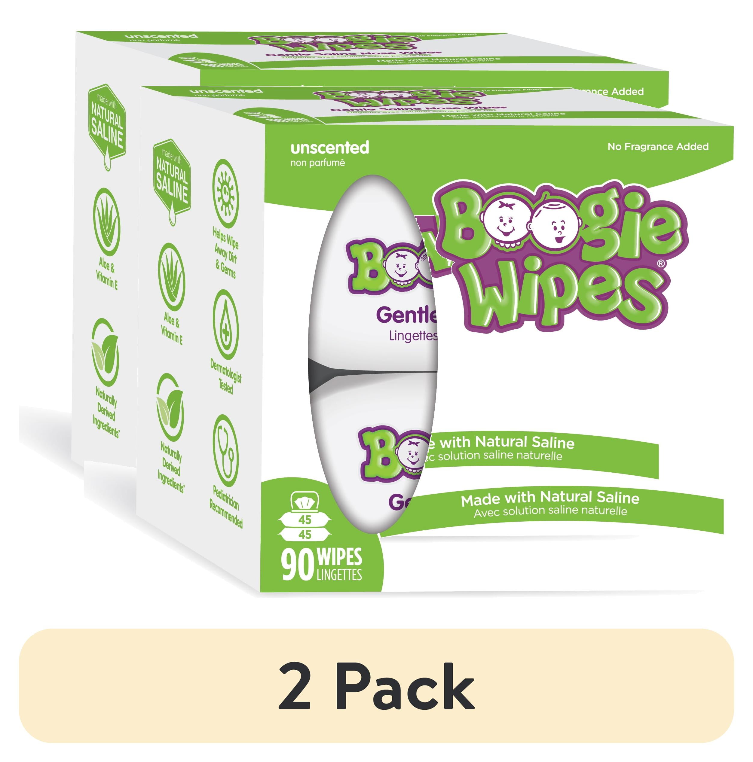 (2 pack) Boogie Wipes Gentle Saline Wet Wipes for Runny or Dry Nose, Hypoallergenic, Fragrance ...