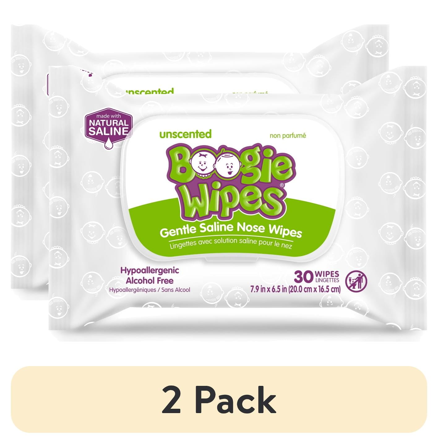 (2 pack) Boogie Wipes Gentle Saline Wet Wipes for Runny or Dry Nose ...
