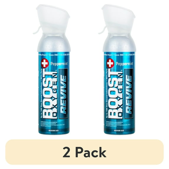 (2 pack) Boost Oxygen Supplemental Canned Oxygen REVIVE Peppermint ...