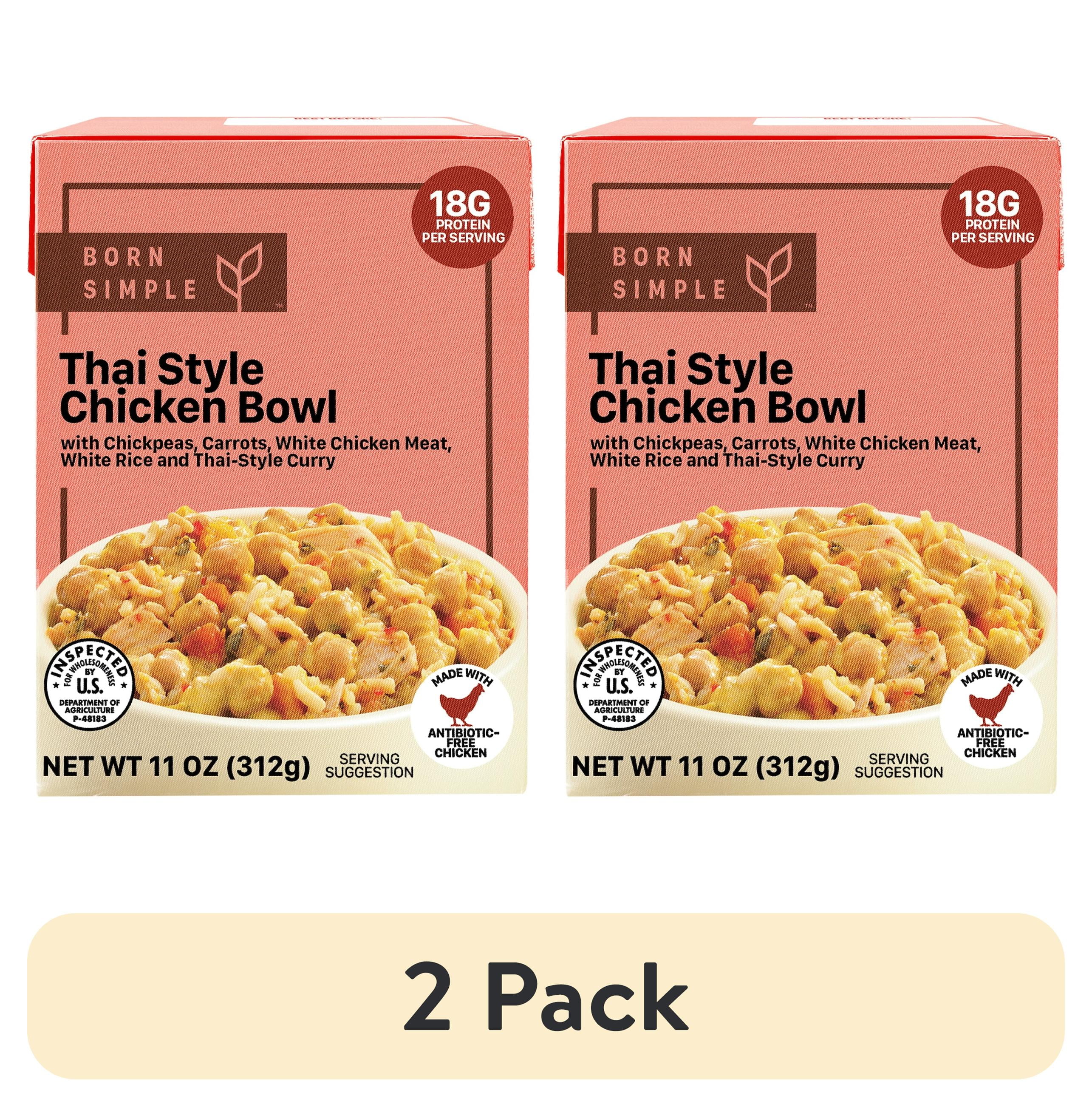 (2 pack) Born Simple Thai-Style Chicken Bowl, 11 oz Shelf-Stable Box ...