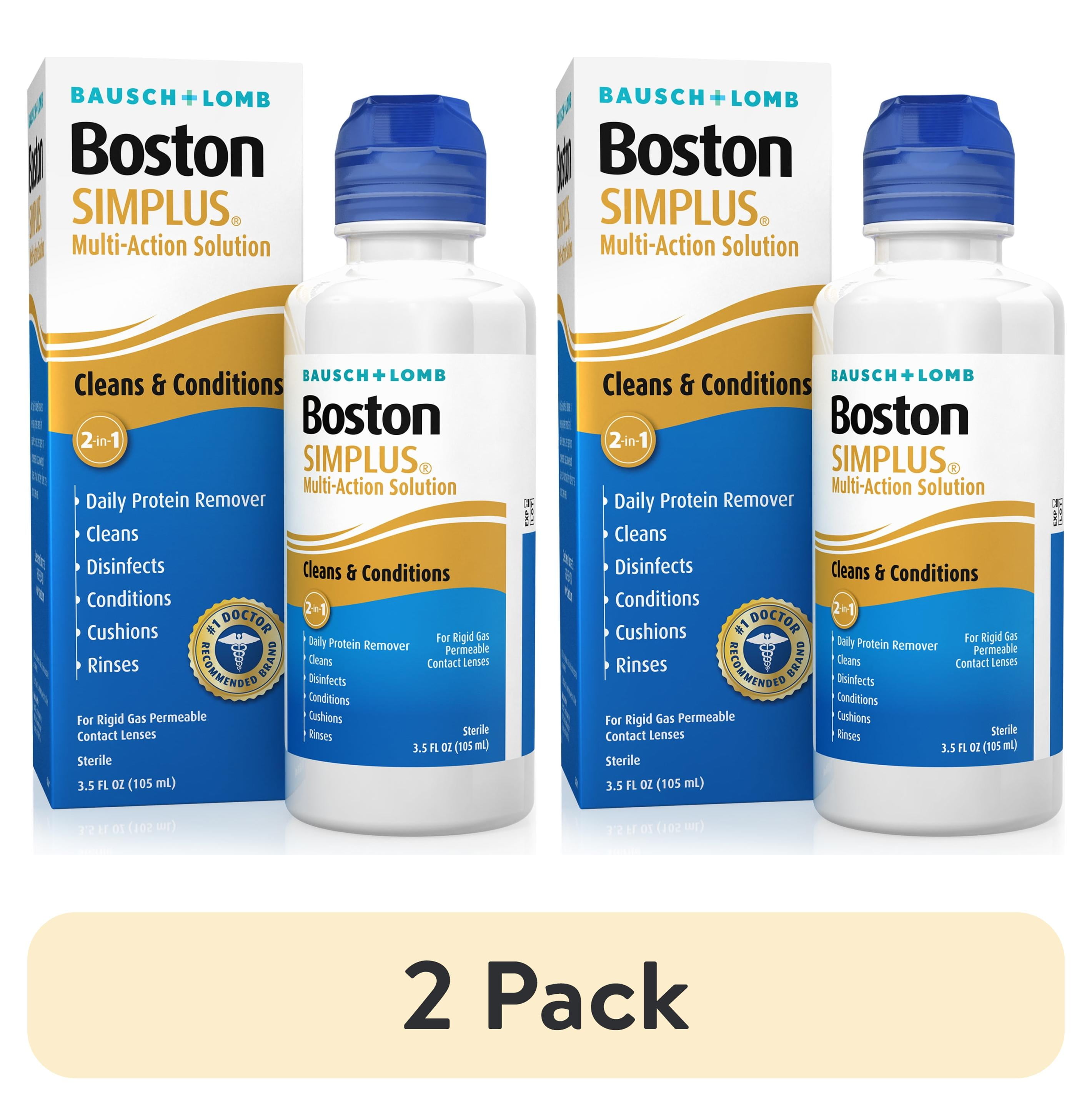 (2 pack) Boston SIMPLUS Multi-Action Contact Lens Saline Solution and ...