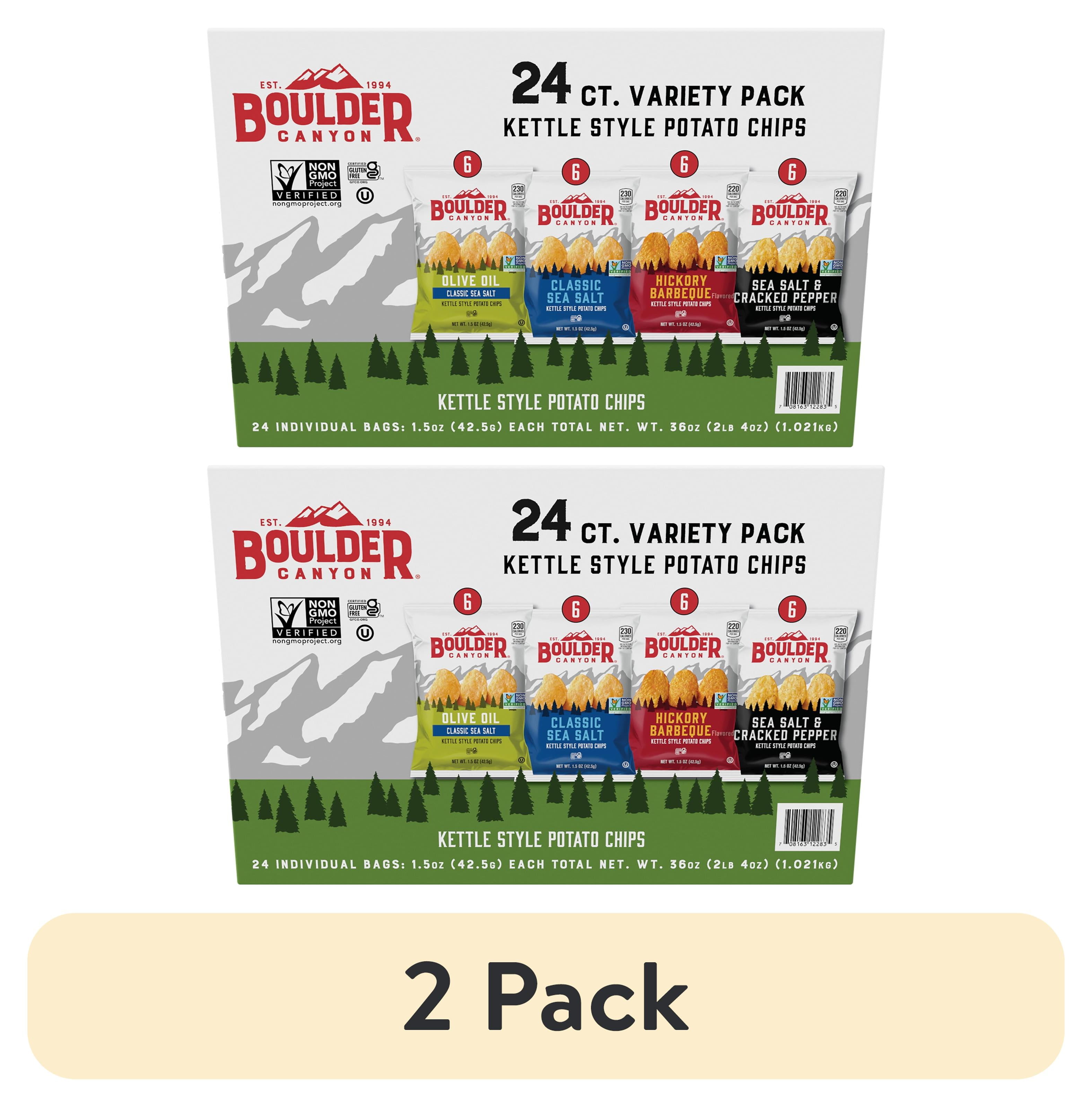 (2 pack) Boulder Canyon Potato Chips Variety Pack, Gluten-Free, Potato ...