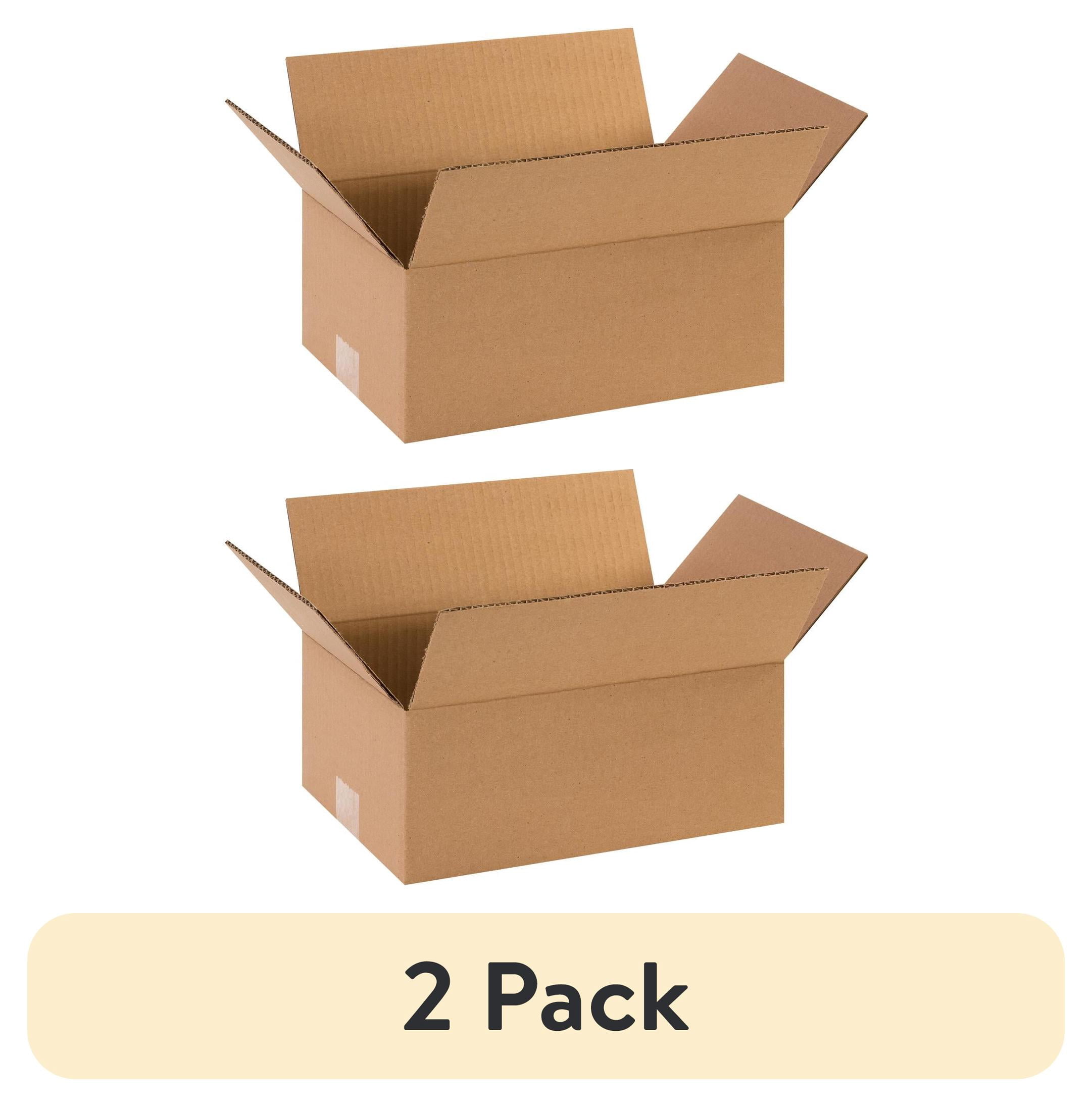 (2 pack) Box Partners Flat Corrugated Boxes 10" x 6" x 3" Kraft 25 ...