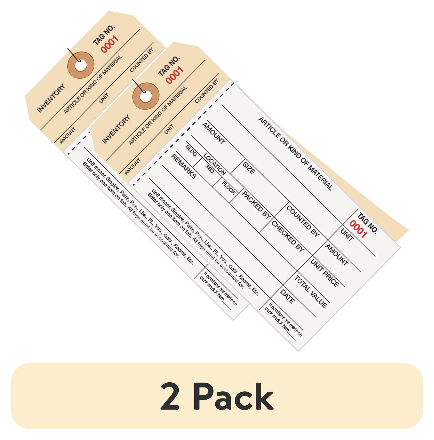 (2 pack) Box Partners Inventory Tags 2 Part Carbonless Stub Style #8 ...