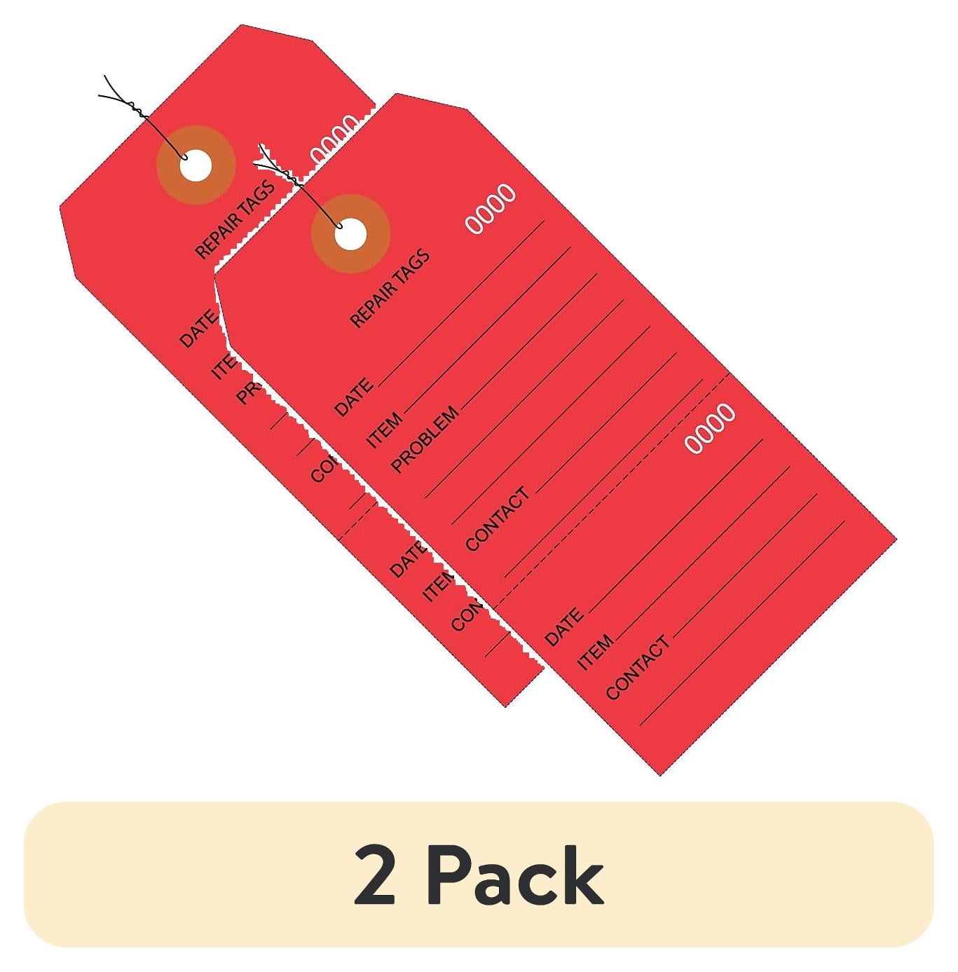 (2 pack) Box Partners Repair Tags Consecutively Numbered Pre-Wired 4 3/ ...