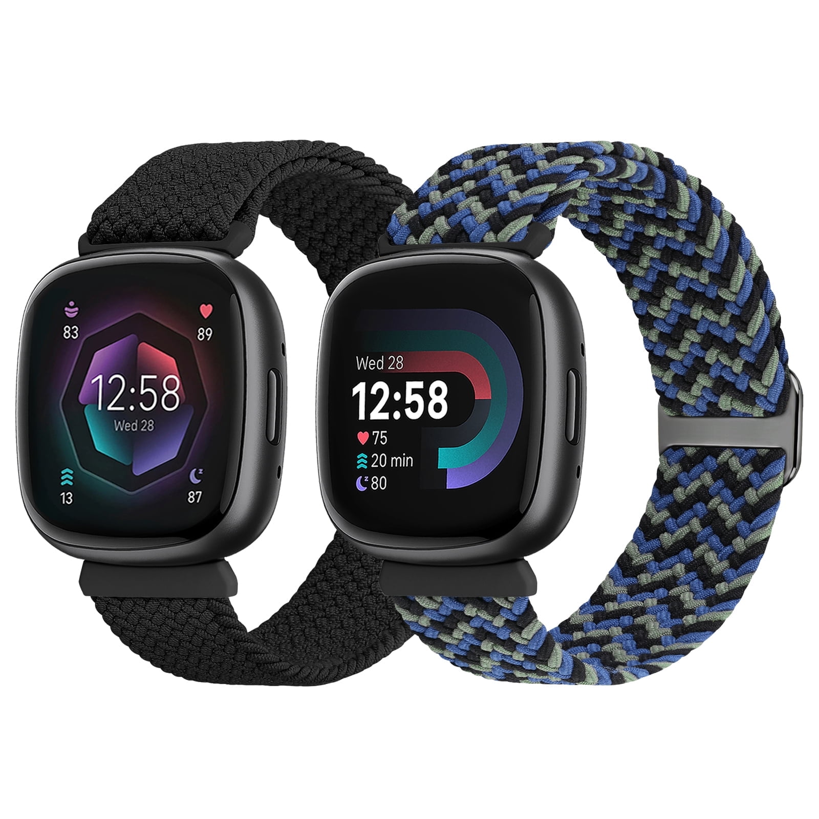 2 pack Braided Bands Compatible with Fitbit Versa 4/Versa 3/Fitbit ...