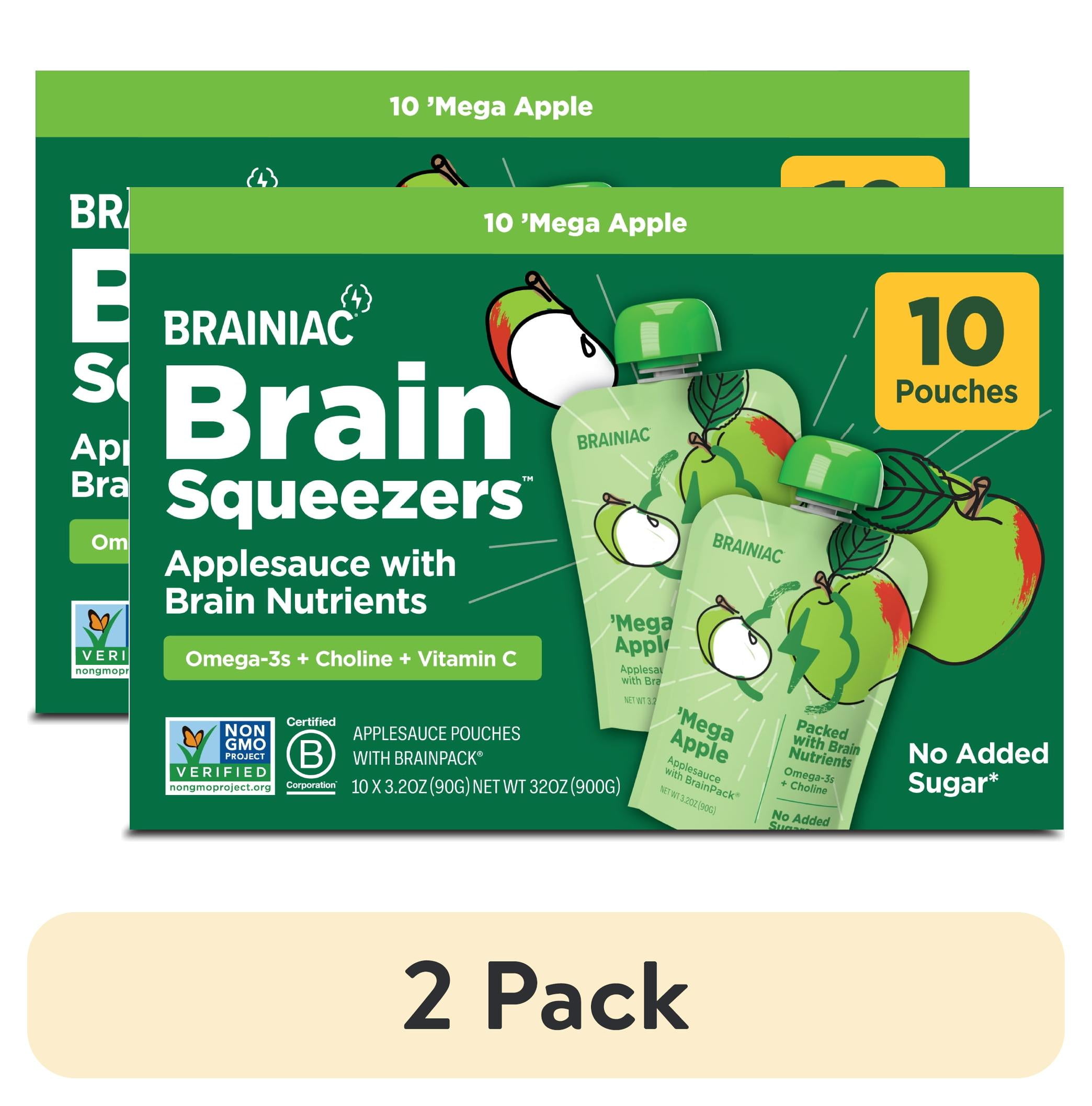 (2 pack) Brainiac Brain Squeezers Applesauce with Omega-3s, Apple, No ...