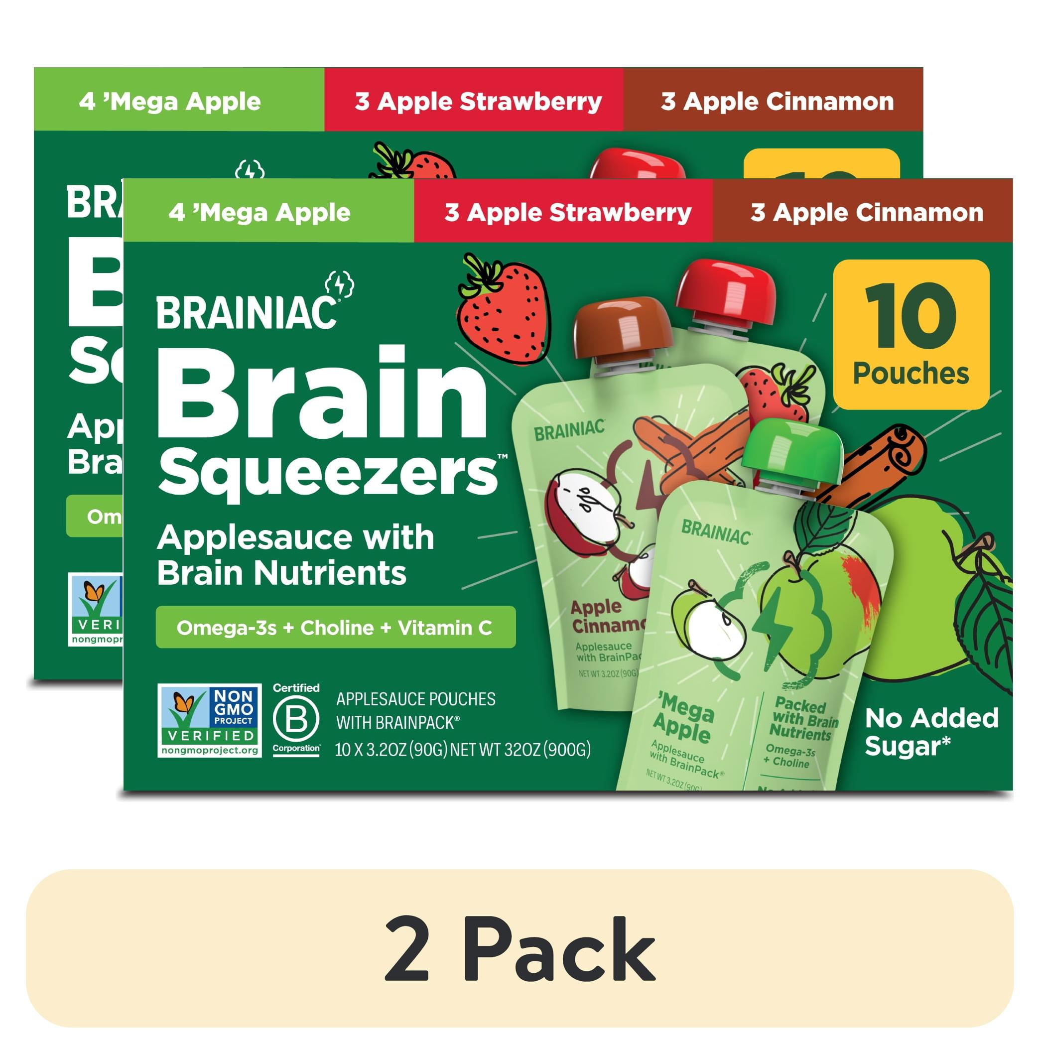 (2 pack) Brainiac Brain Squeezers Applesauce with Omega-3s, Variety ...