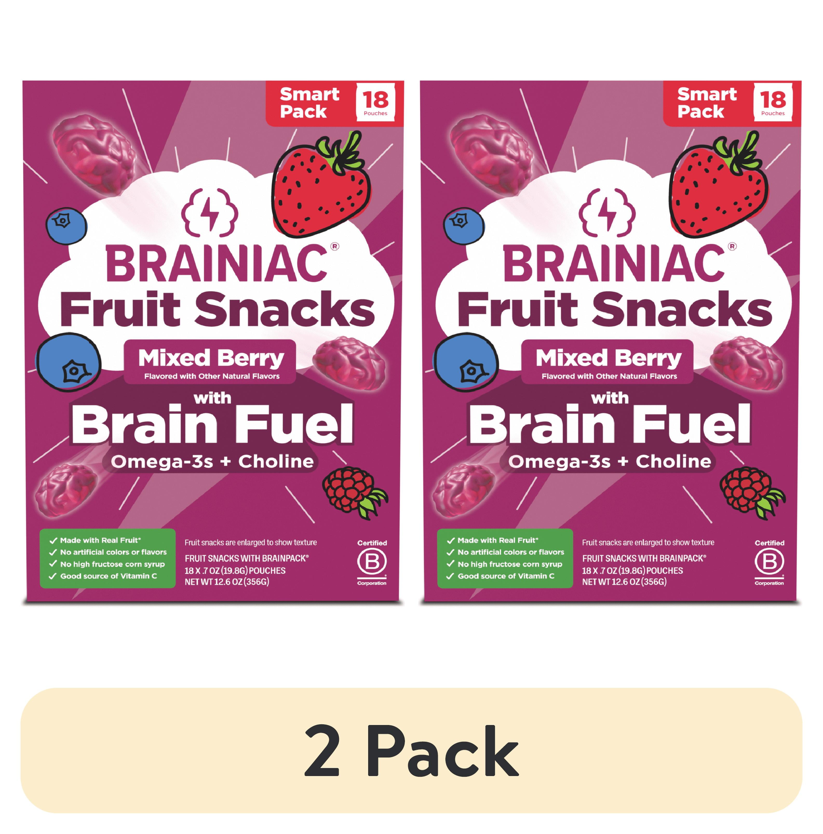 (2 pack) Brainiac Fruit Snacks with BrainPack, Mixed Berry Flavor, 18 ...