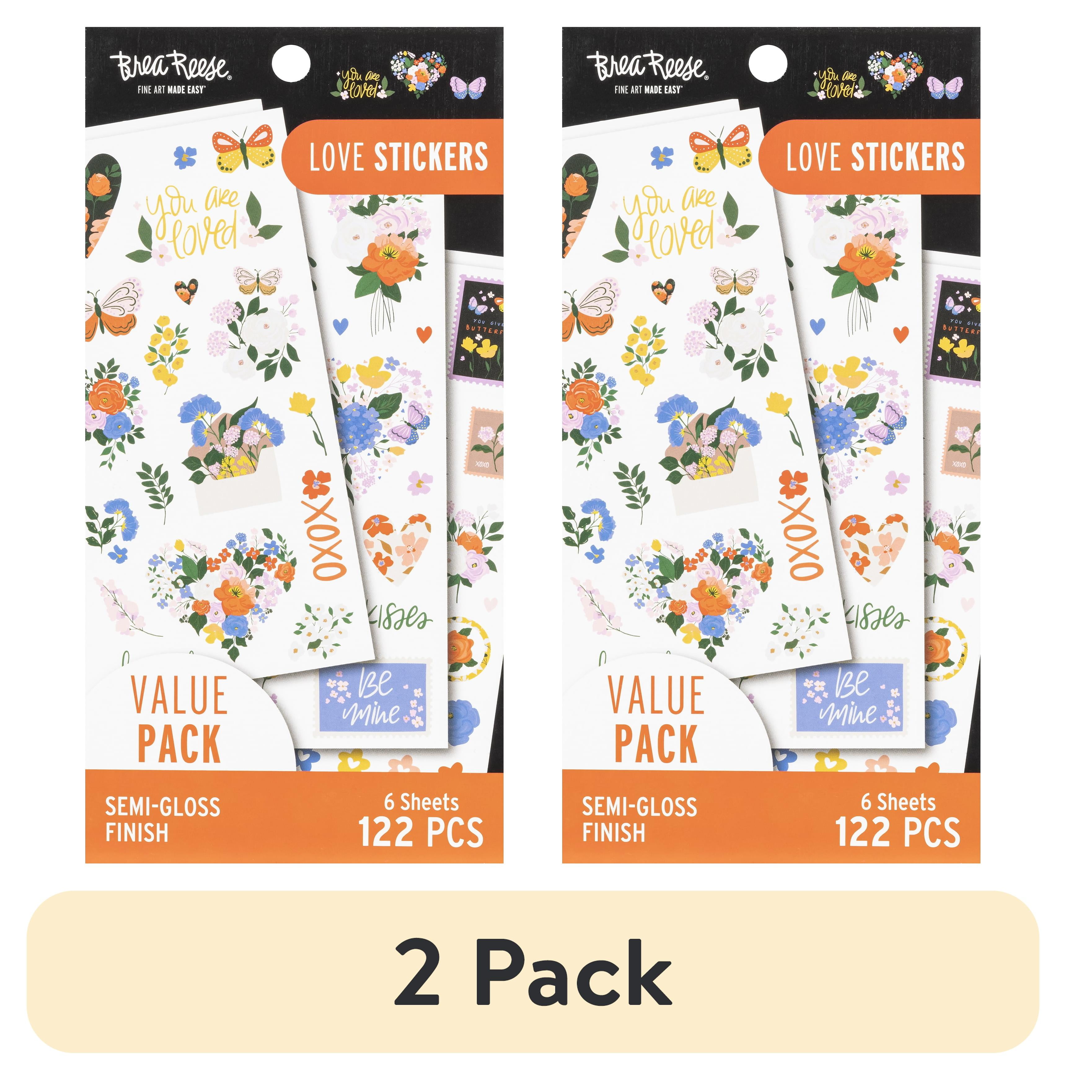 (2 pack) Brea Reese® Sticker Pack - Love & Florals - Walmart.com