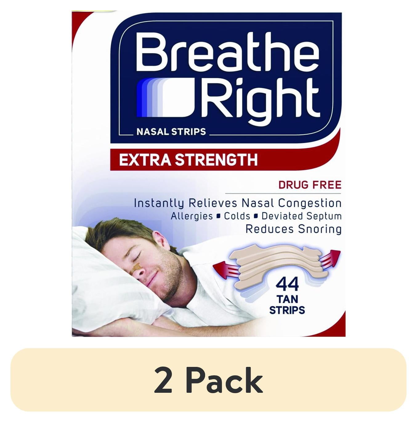 (2 pack) Breathe Right Extra Strength Tan Nasal Strips, Nasal ...