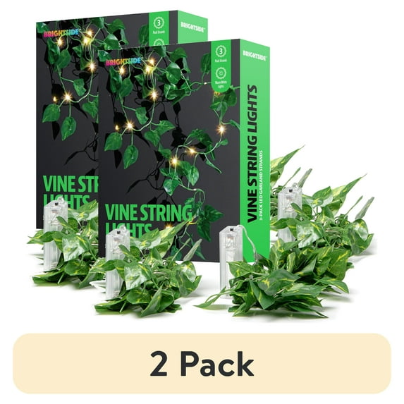 (2 pack) BrightSide 3-pack LED Ivy Garland Lights, 7ft Faux Vines, Warm ...