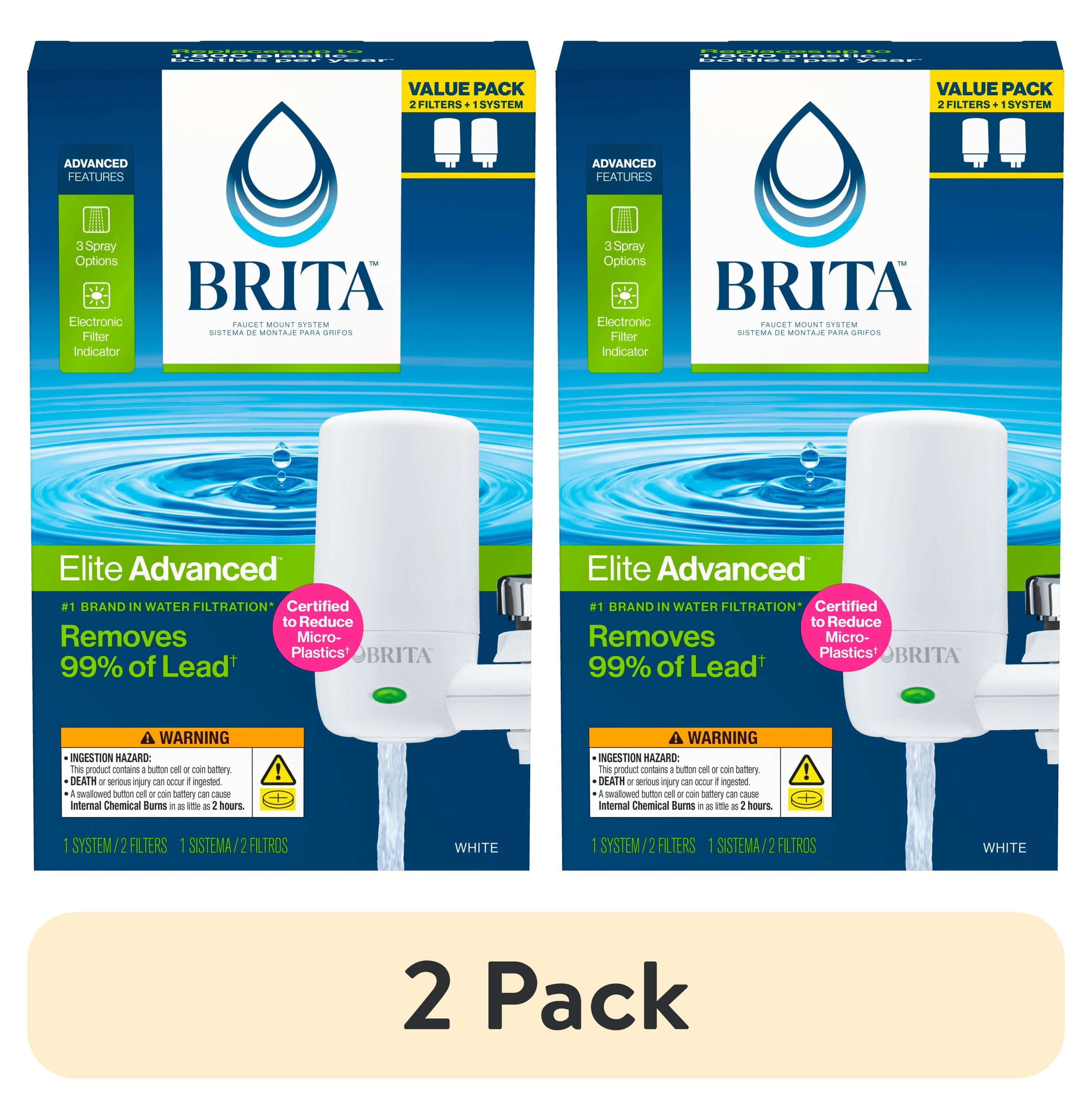 (2 pack) Brita Elite Water Filtration Faucet Mount System, White ...
