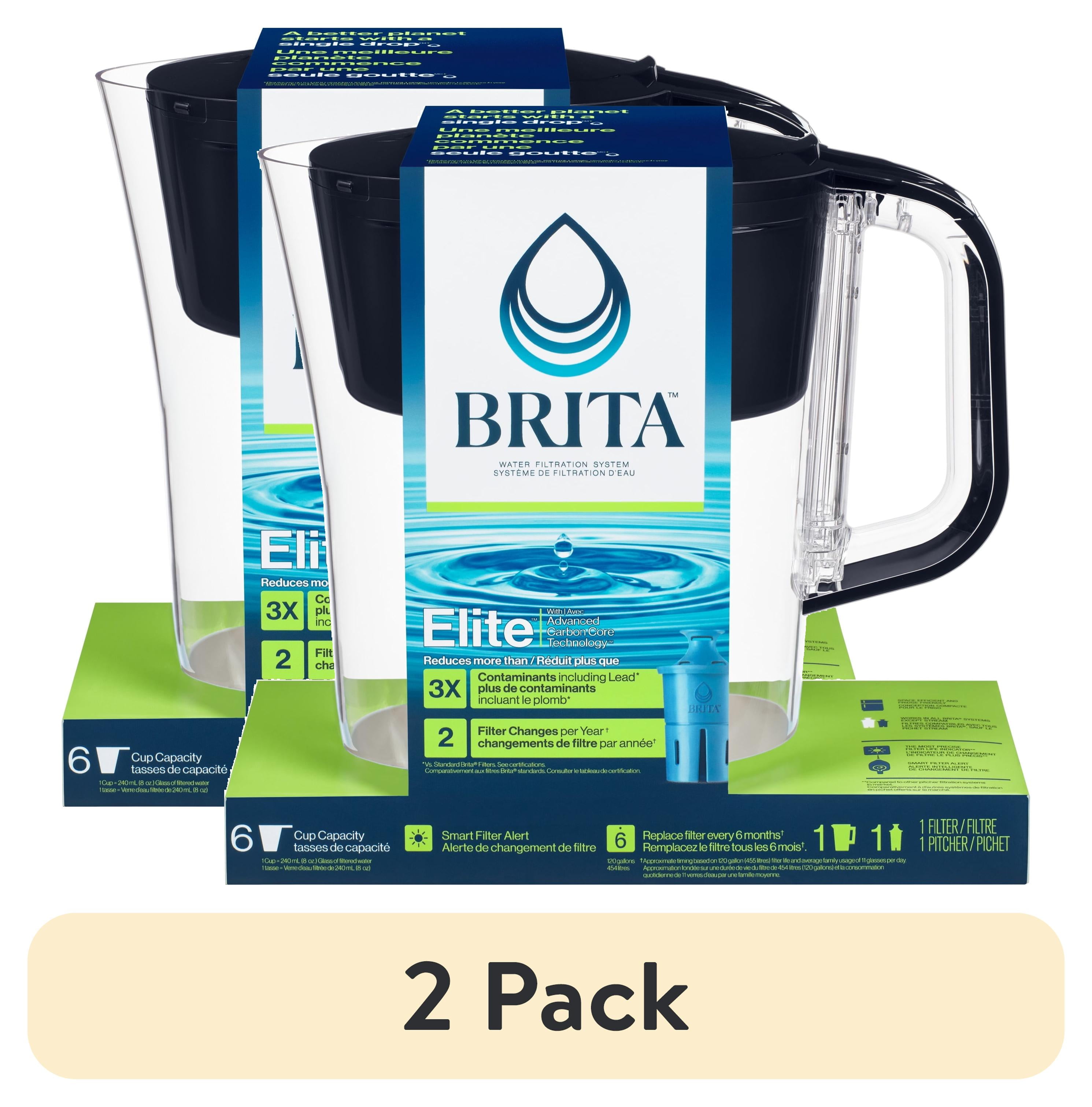 (2 pack) Brita Soho 6-Cup Black Water Filter Pitcher with Elite Filter ...