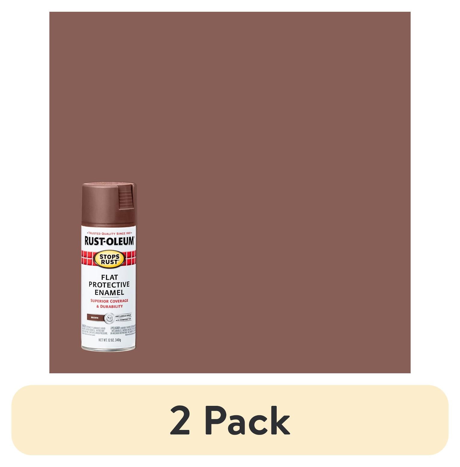 (2 pack) Brown, Rust-Oleum Stops Rust Flat Protective Enamel Spray ...