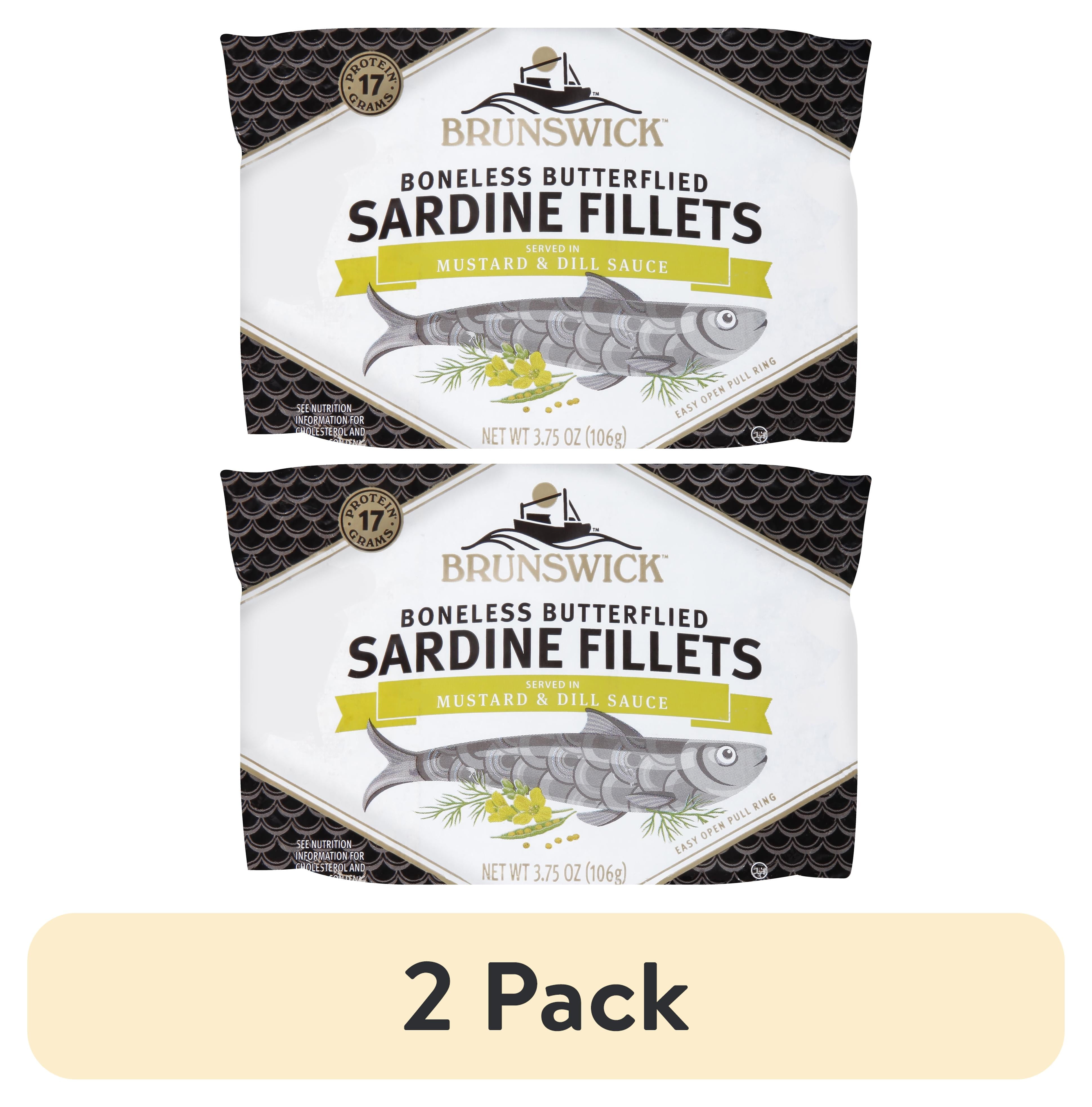 (2 pack) Brunswick Sardines in Mustard & Dill Sauce, Boneless ...