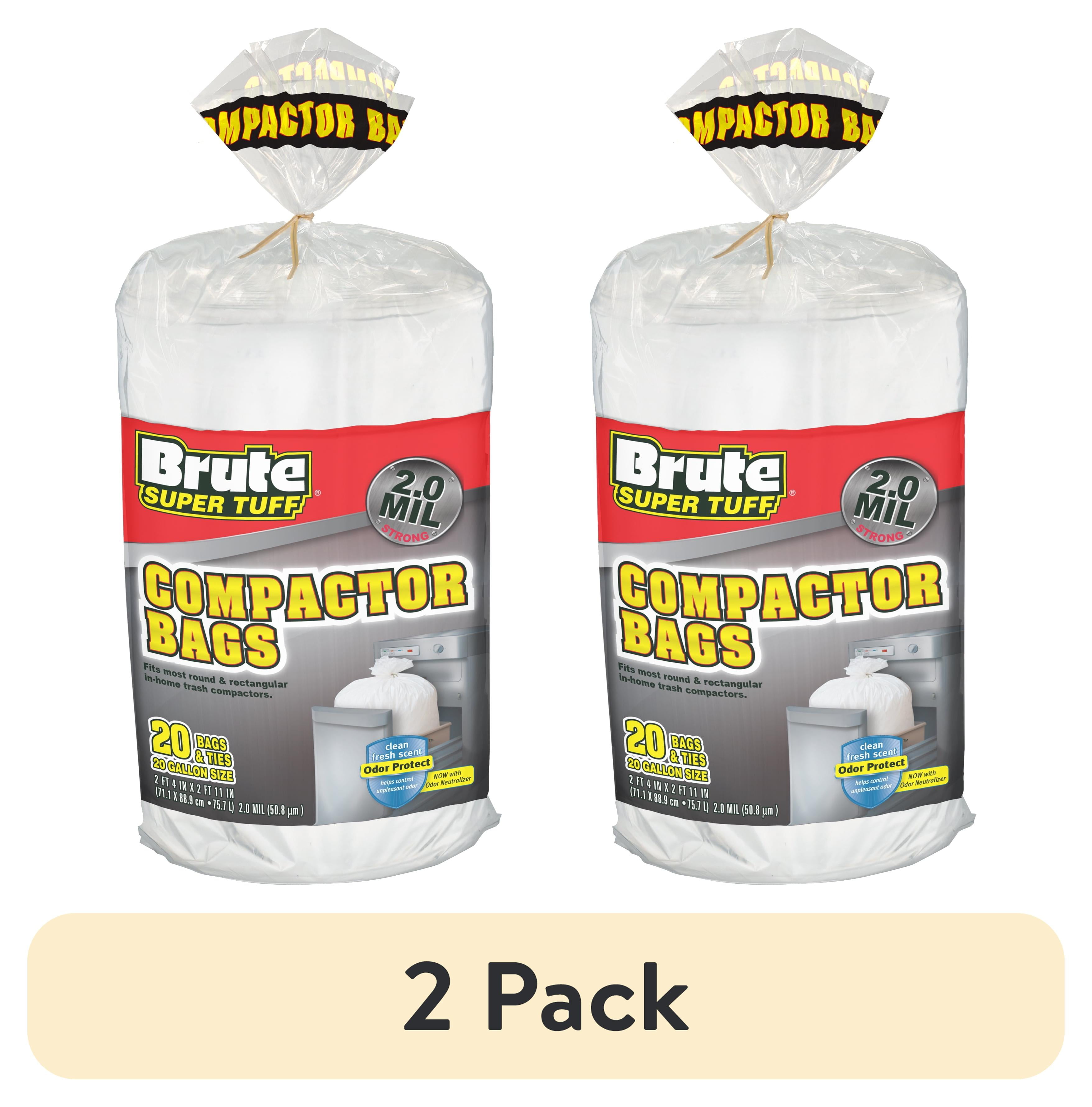 (2 pack) Brute Super Tuff® Compactor Trash Bags, 20 Gallon, 20 Bags ...
