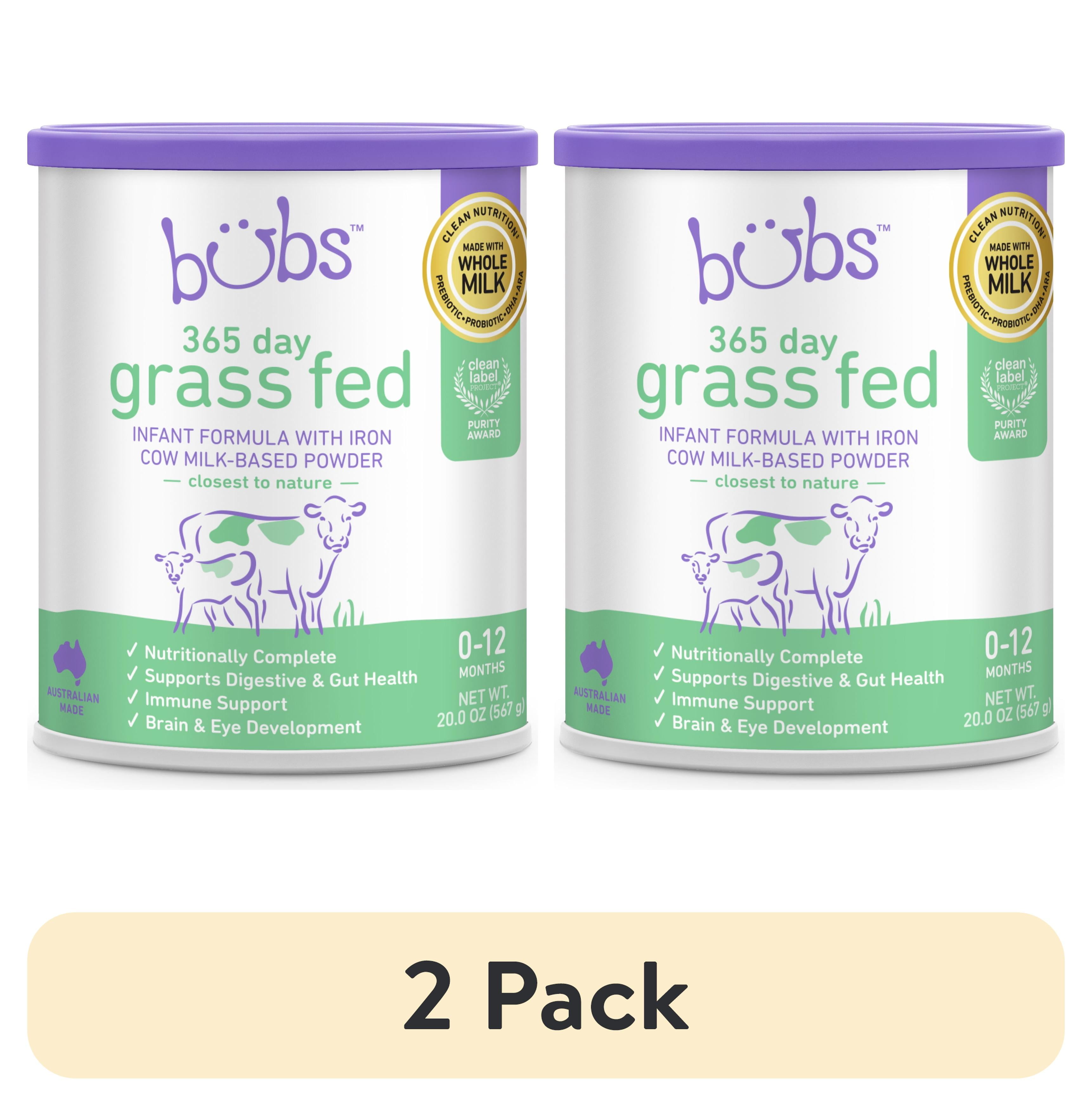 (2 pack) Bubs 365 Day Grass Fed Infant Formula (0-12 Months), 20 oz ...