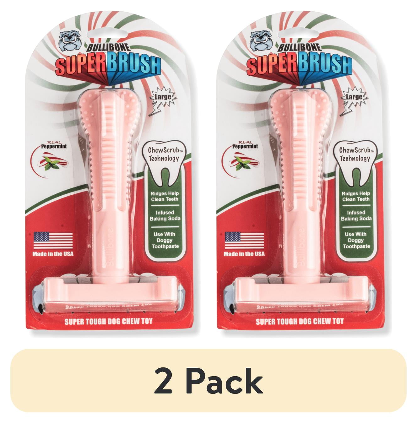 (2 pack) Bullibone Chew Dog Toys, Peppermint SuperBrush, Long Lasting ...