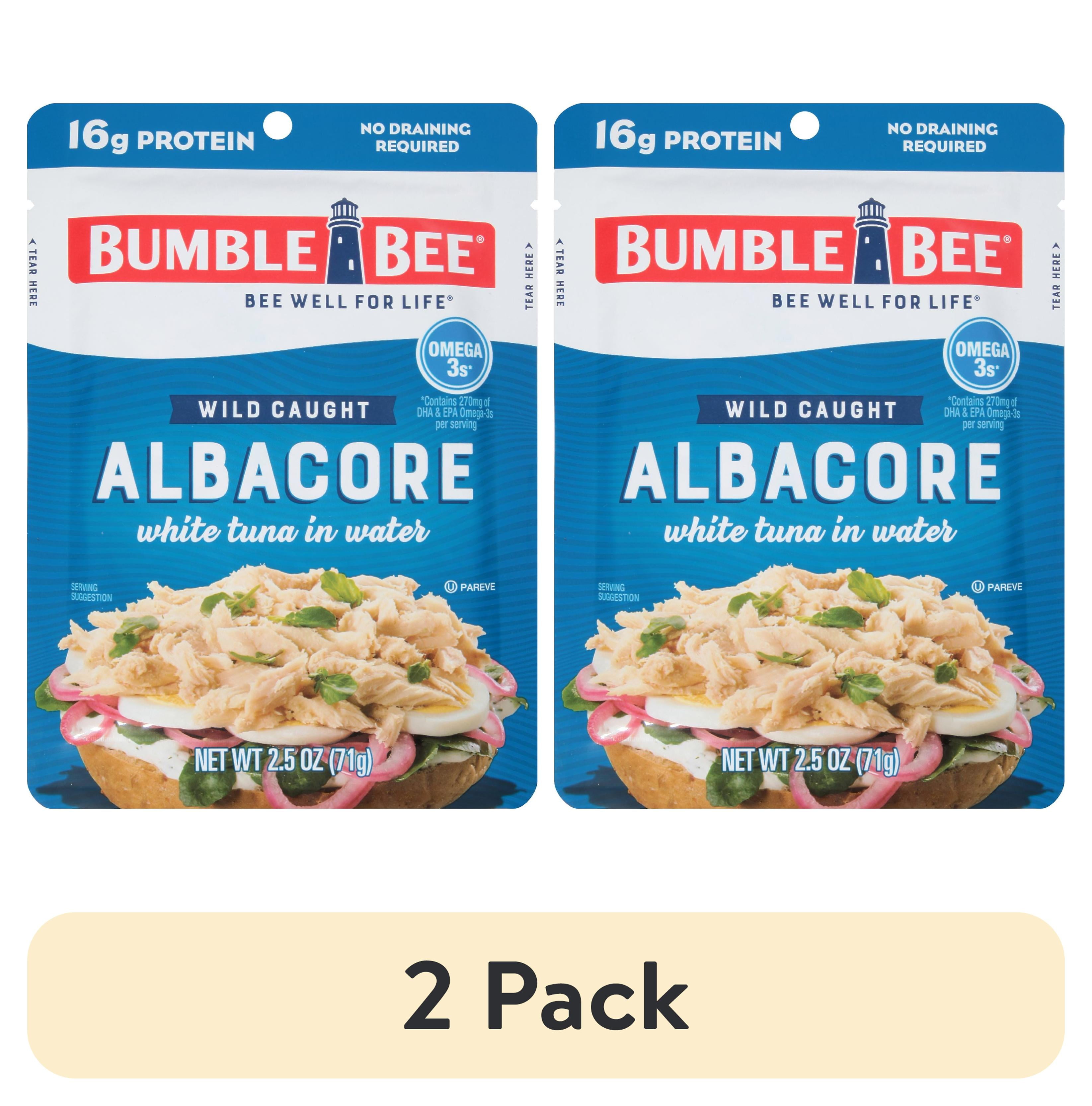 (2 pack) Bumble Bee Chunk White Albacore Tuna in Water, Wild Caught ...