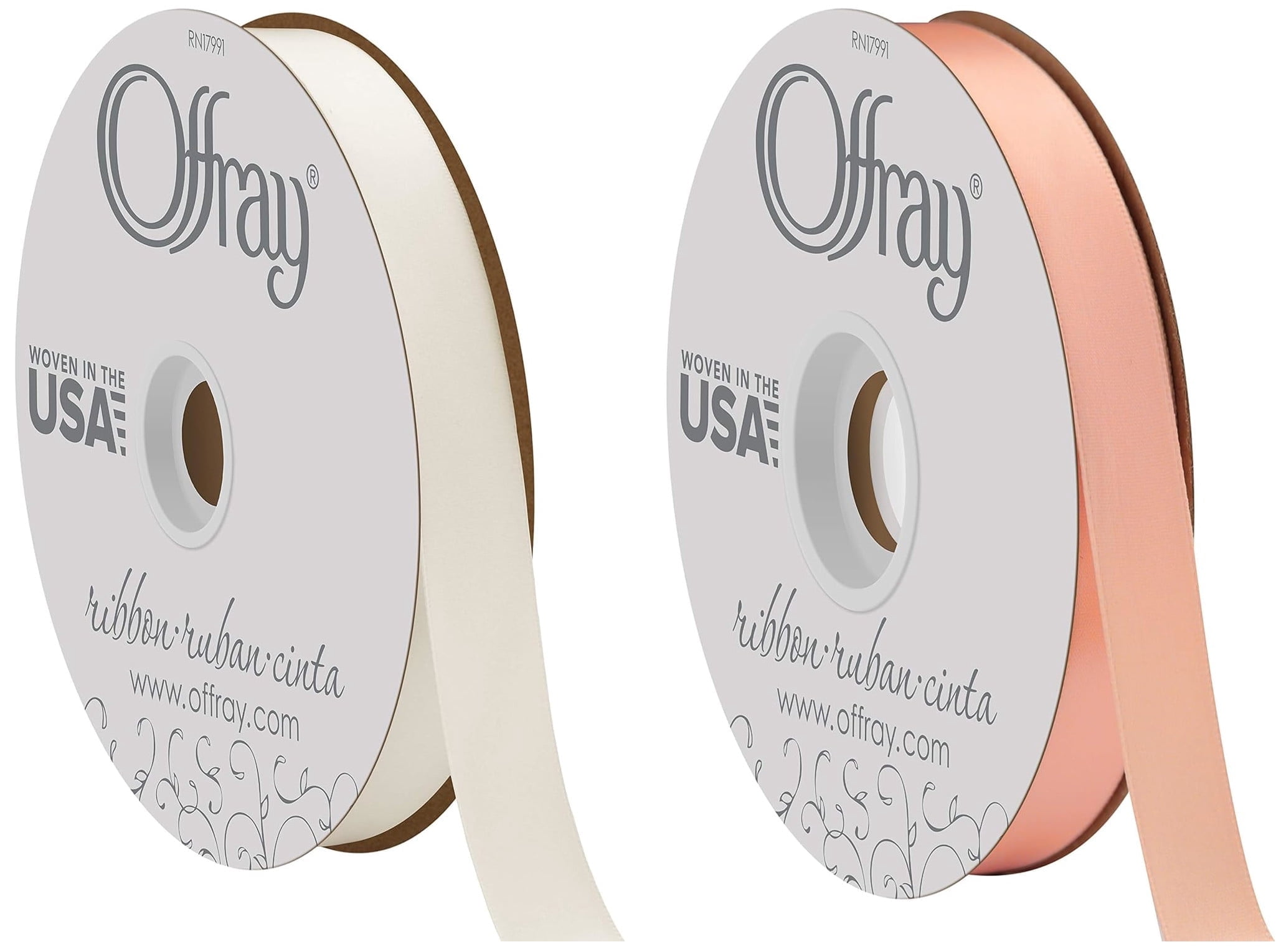 (2-pack Bundle) - Berwick-Offray Double Faced Satin Ribbon (7/8") 20 ...