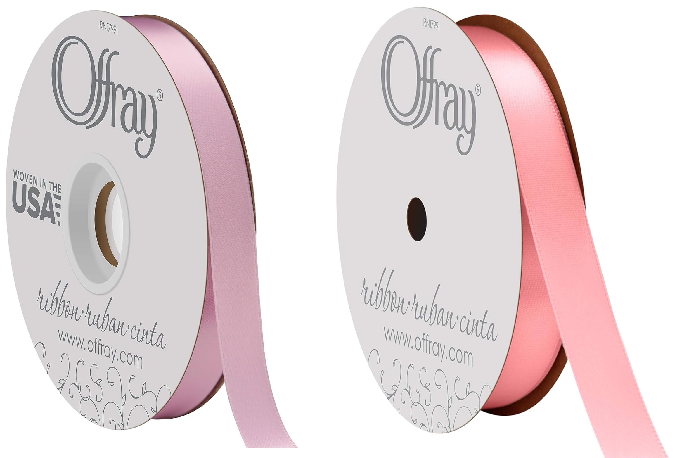 (2-pack Bundle) - Berwick-Offray Double Faced Satin Ribbon (7/8") 20 ...