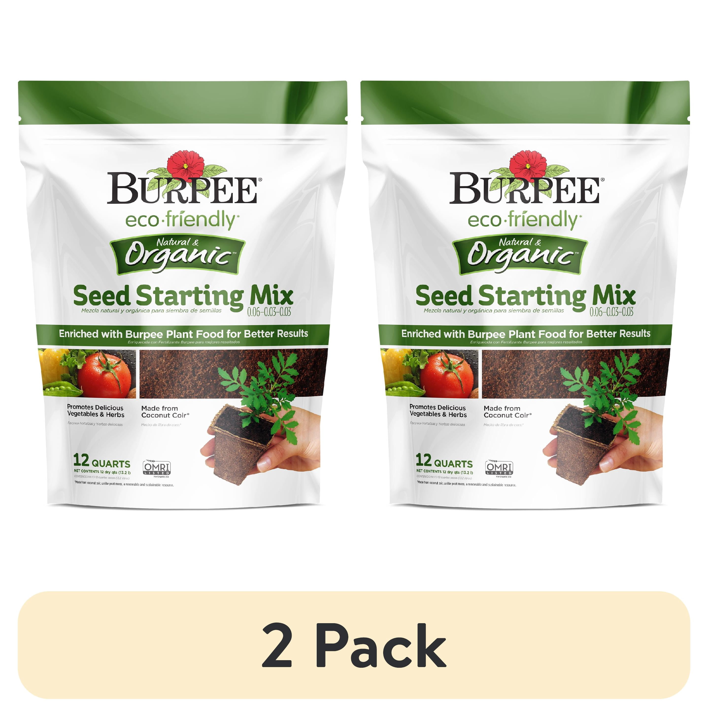 (2 pack) Burpee Eco-Friendly Natural & Organic Seed Starting Mix, 12 ...