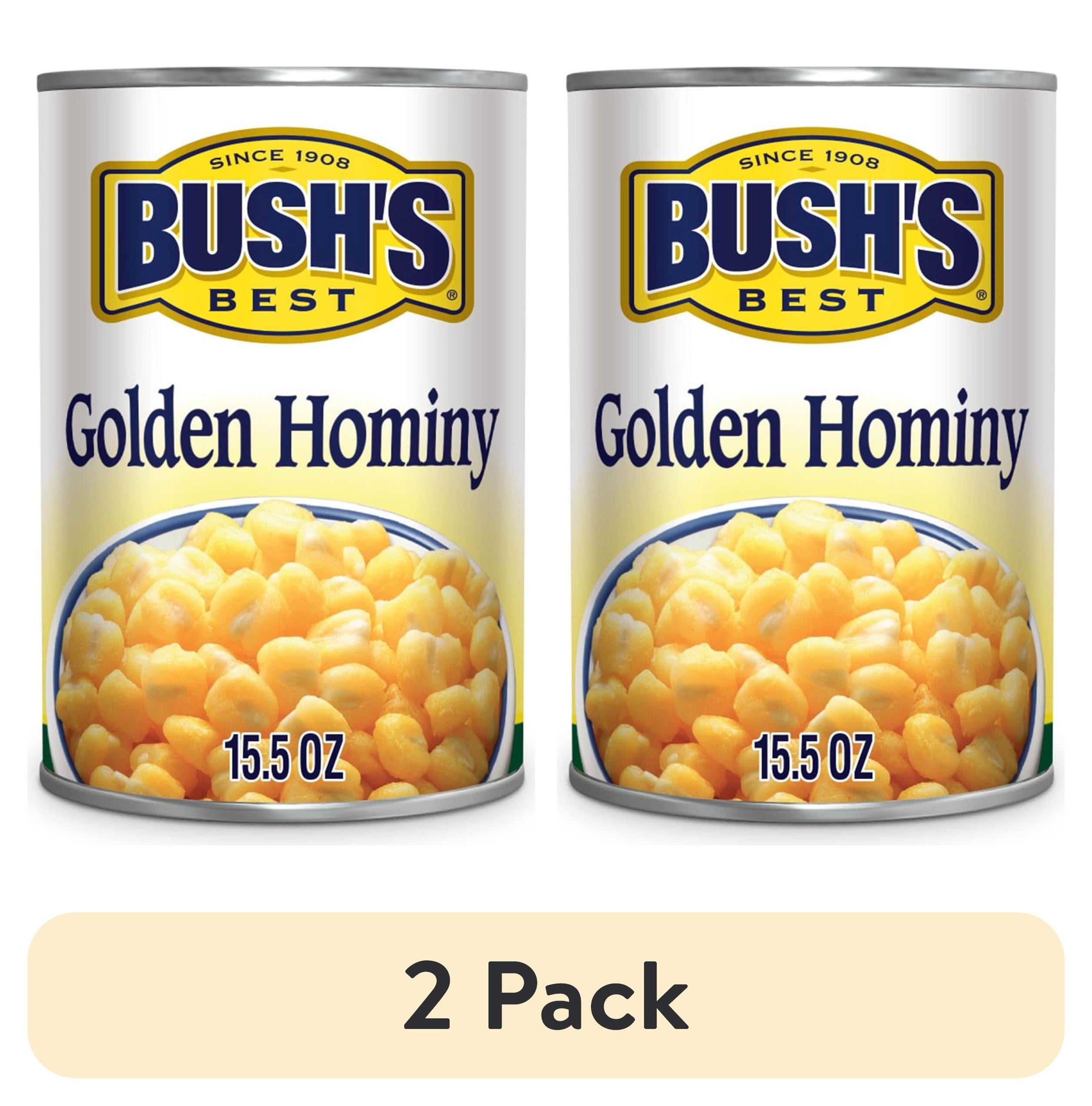 (2 pack) Bush's Golden Hominy, Canned and Shelf Stable, 15.5 oz ...