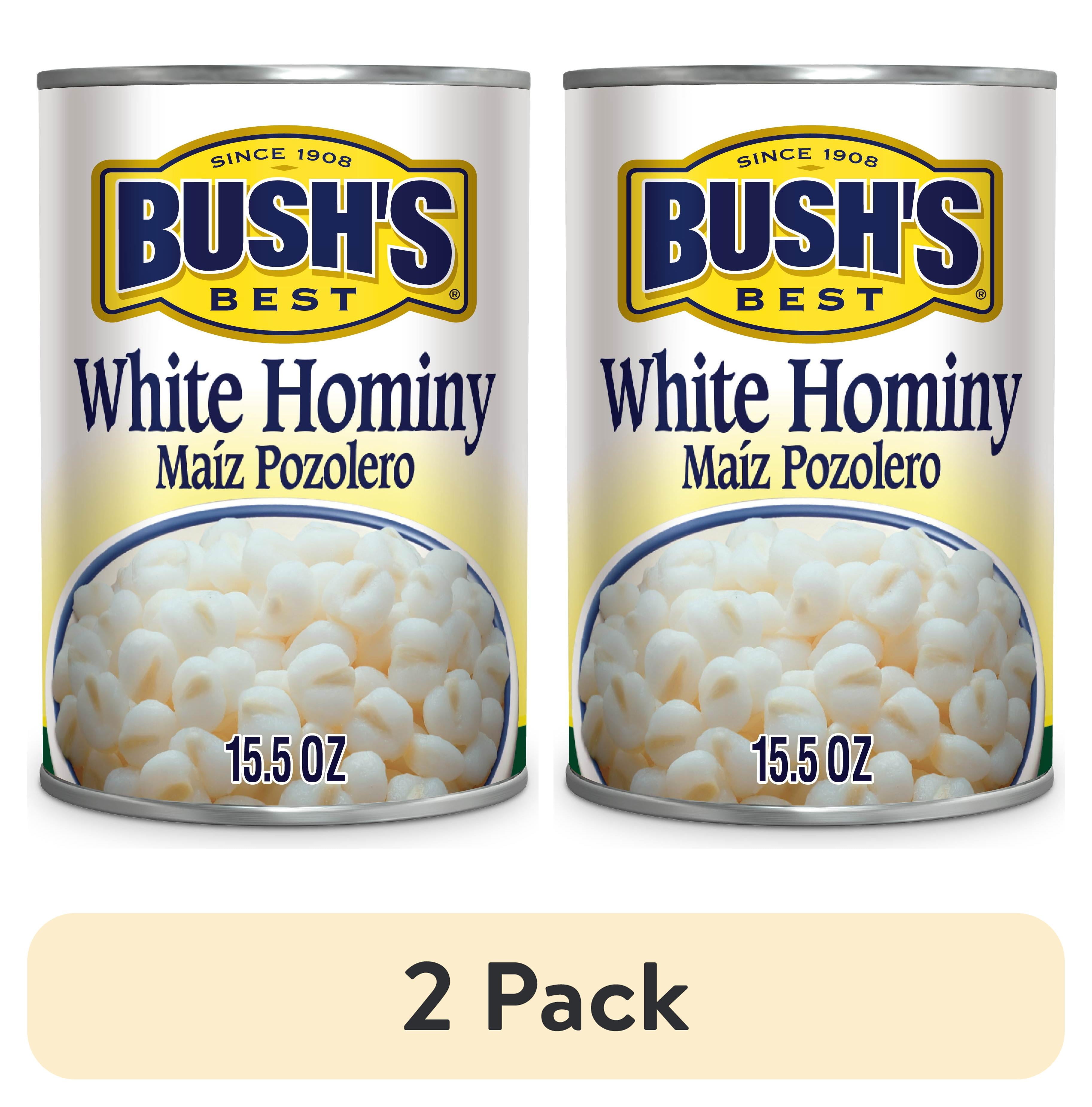 (2 pack) Bush's White Hominy, Maiz Pozolero, Canned Hominy, 15.5 oz ...