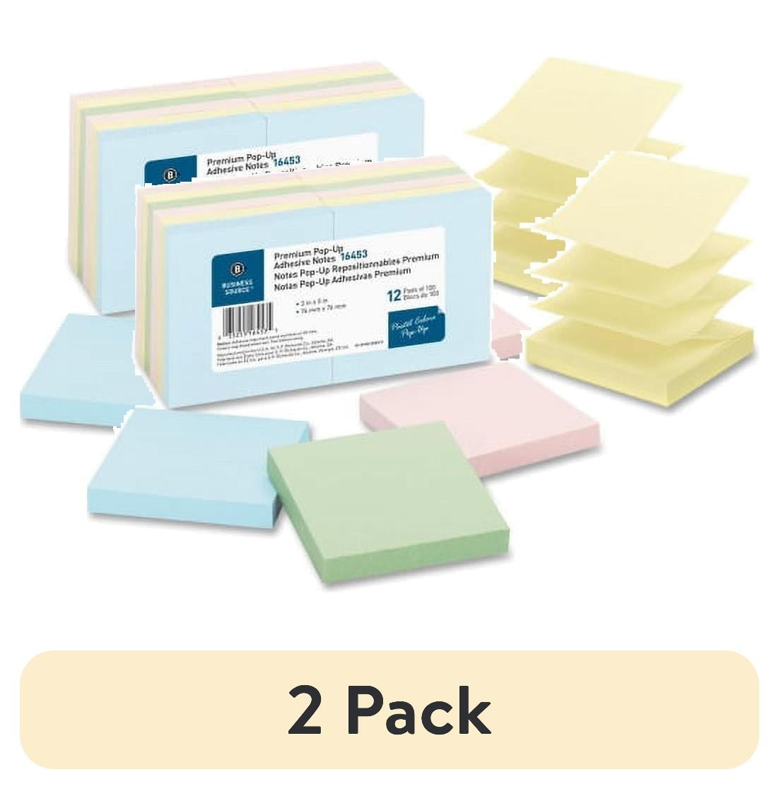 (2 pack) Business Source Reposition Pop-up Adhesive Notes 3" x 3 ...