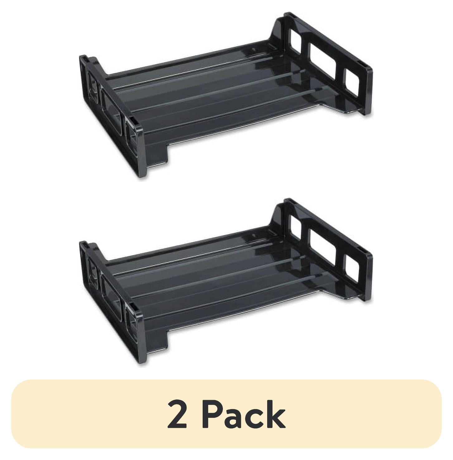 (2 pack) Business Source Side-loading Stackable Letter Trays Desktop ...
