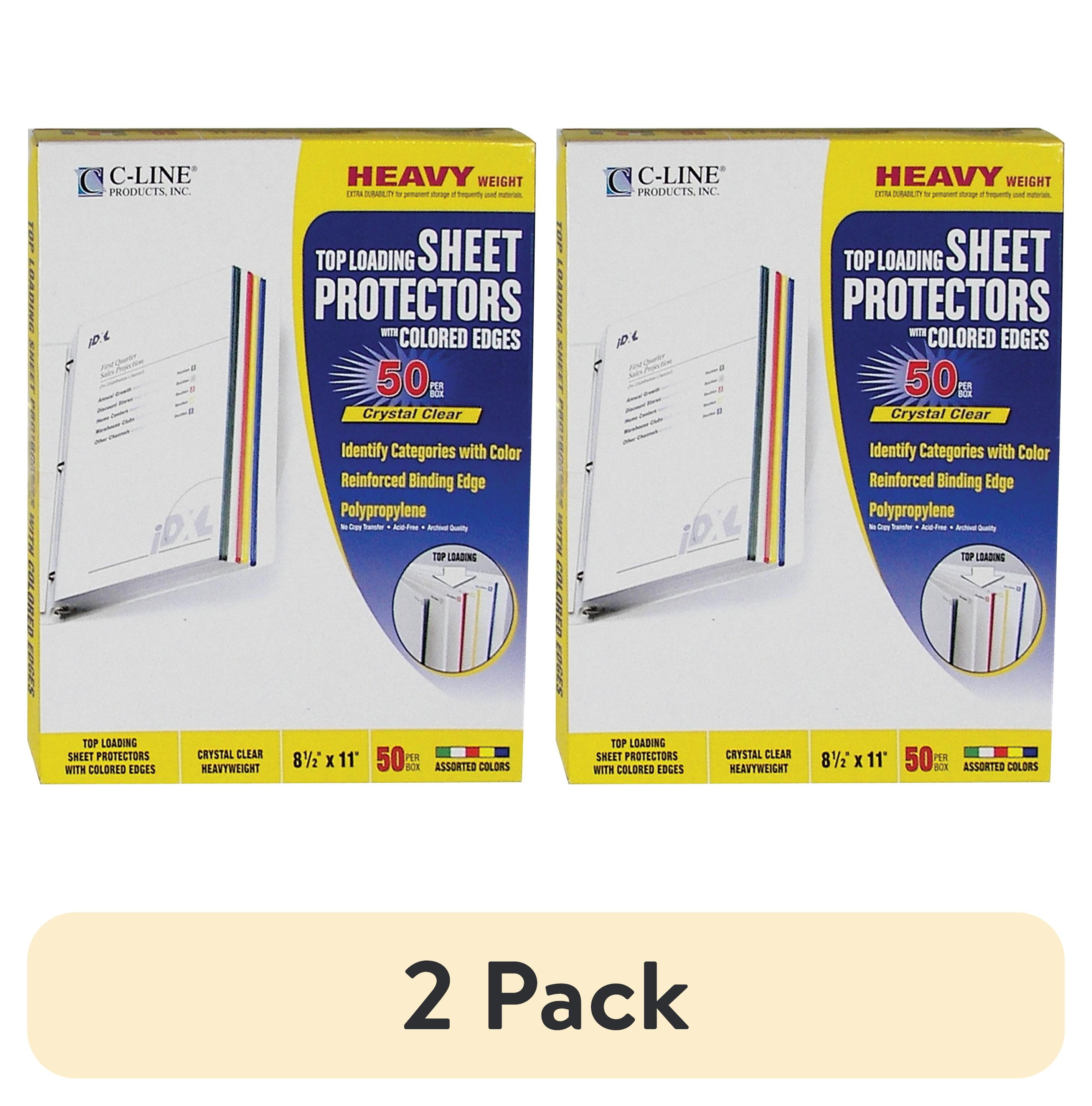 (2 pack) C-Line Colored Edge Sheet Protectors, 11 x 8-1/2 Inches ...