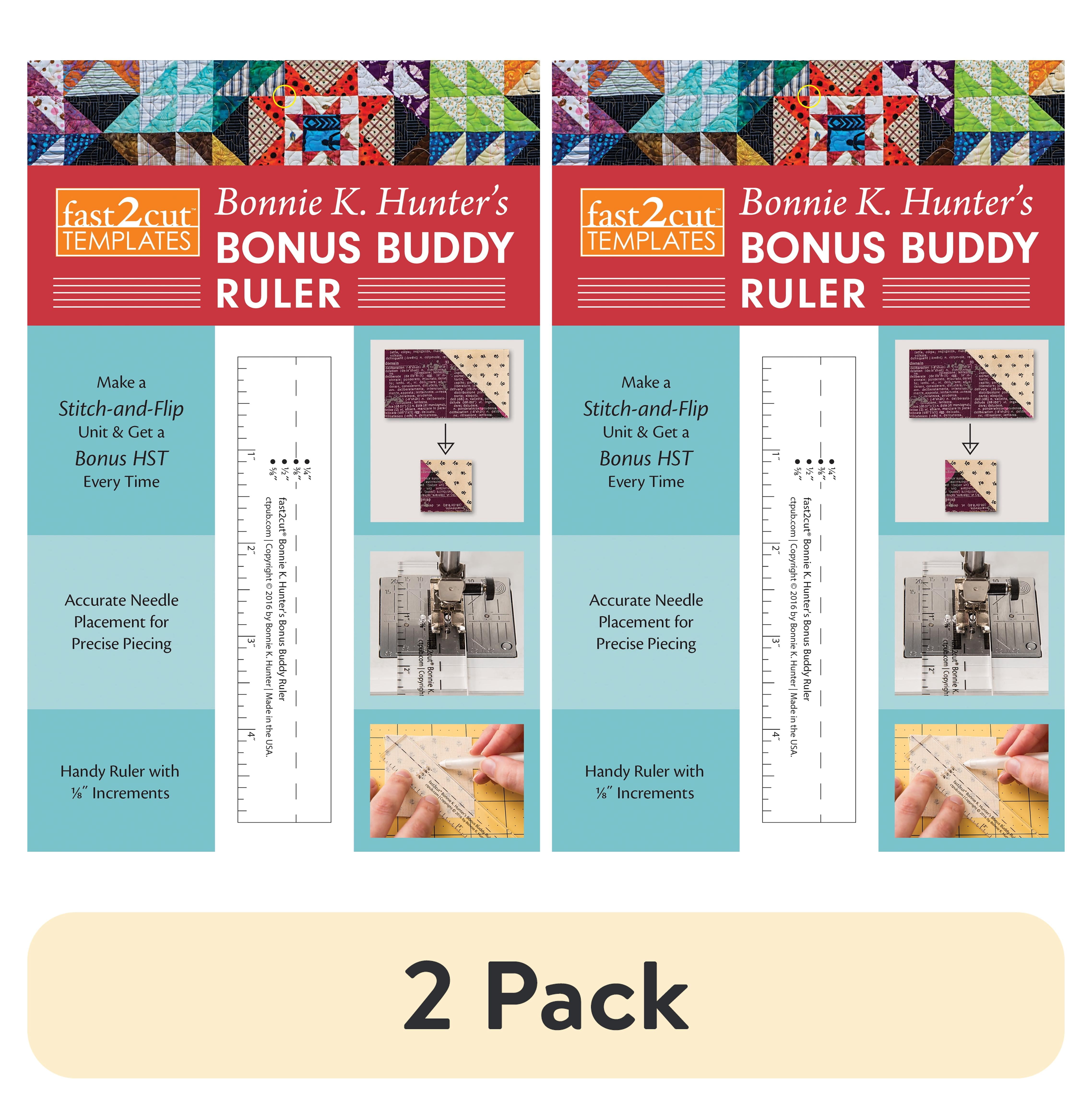 (2 pack) C&T Publishing fast2cut Bonnie K. Hunter's Bonus Buddy Ruler ...