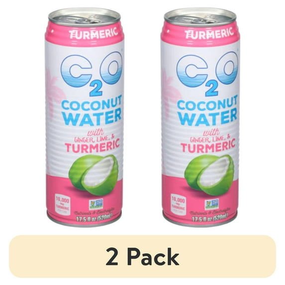 (2 pack) C2O Pure Coconut Water with Ginger, Lime and Turmeric, 17.5 fl ...
