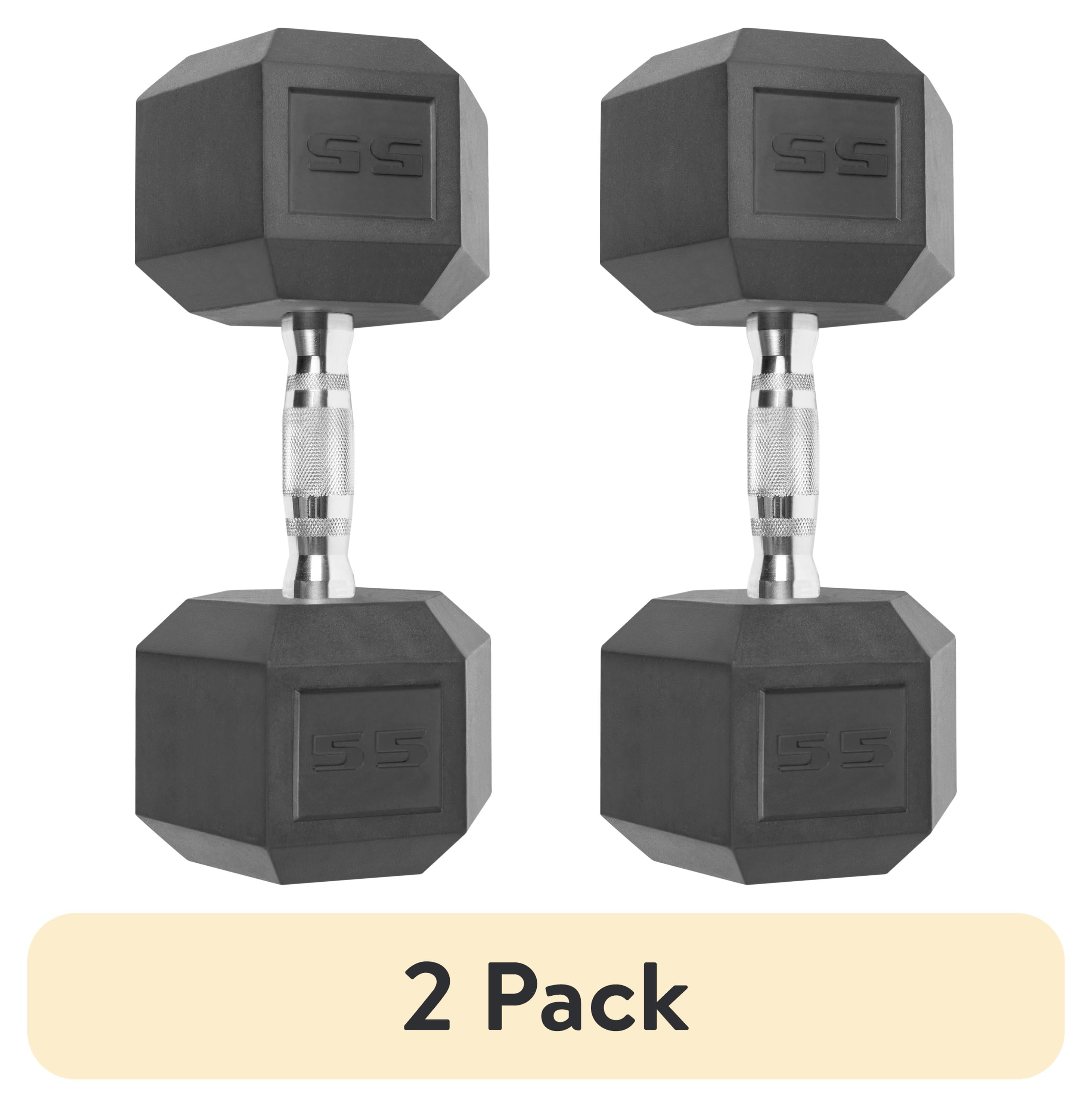 CAP 55lb Coated Hex Dumbbell Pair, Cast Iron, Ergo Grip Handle for ...