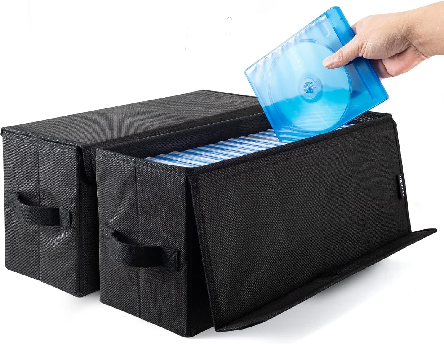 (2 pack) CD Storage Boxes - Pack of 2 DVD Case Storage, Container holds ...