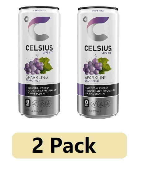 (2 pack) CELSIUS Sparkling Grape Rush, Functional Energy Drink 12 fl oz ...