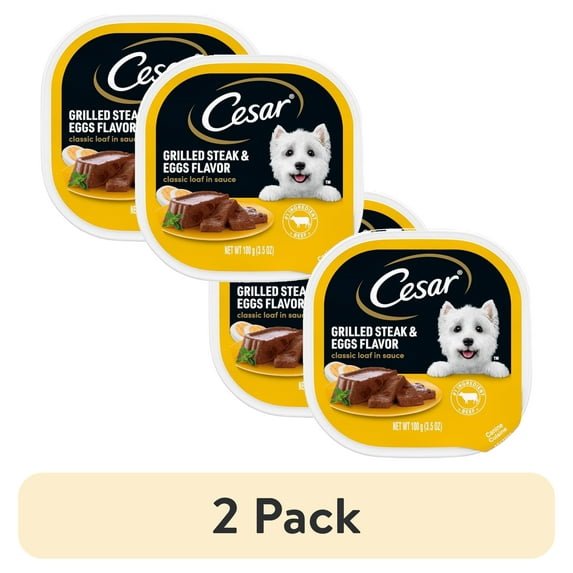 (2 pack) CESAR Adult Wet Dog Food Classic Loaf in Sauce Grilled Steak ...