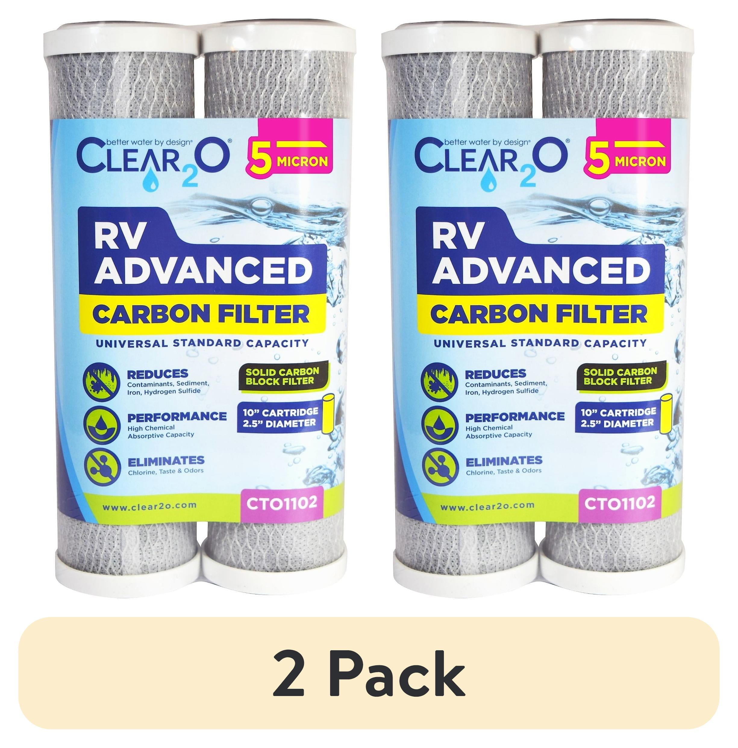 (2 pack) CLEAR2O RV Advanced Solid Carbon Universal Filter, 5 MICRON, 2 ...