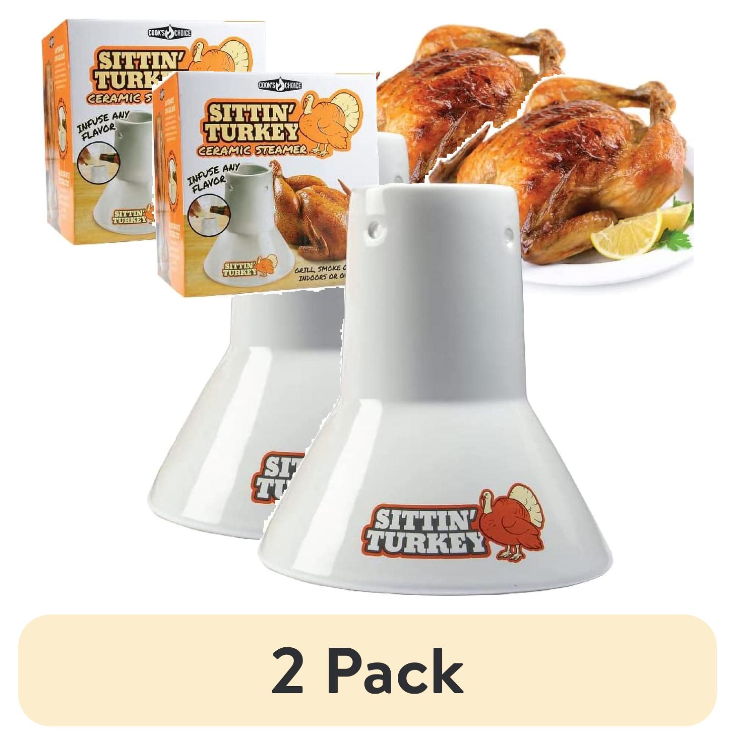 (2 pack) Sittin' Turkey Ceramic Beer Can Roaster & Steamer - Easily ...