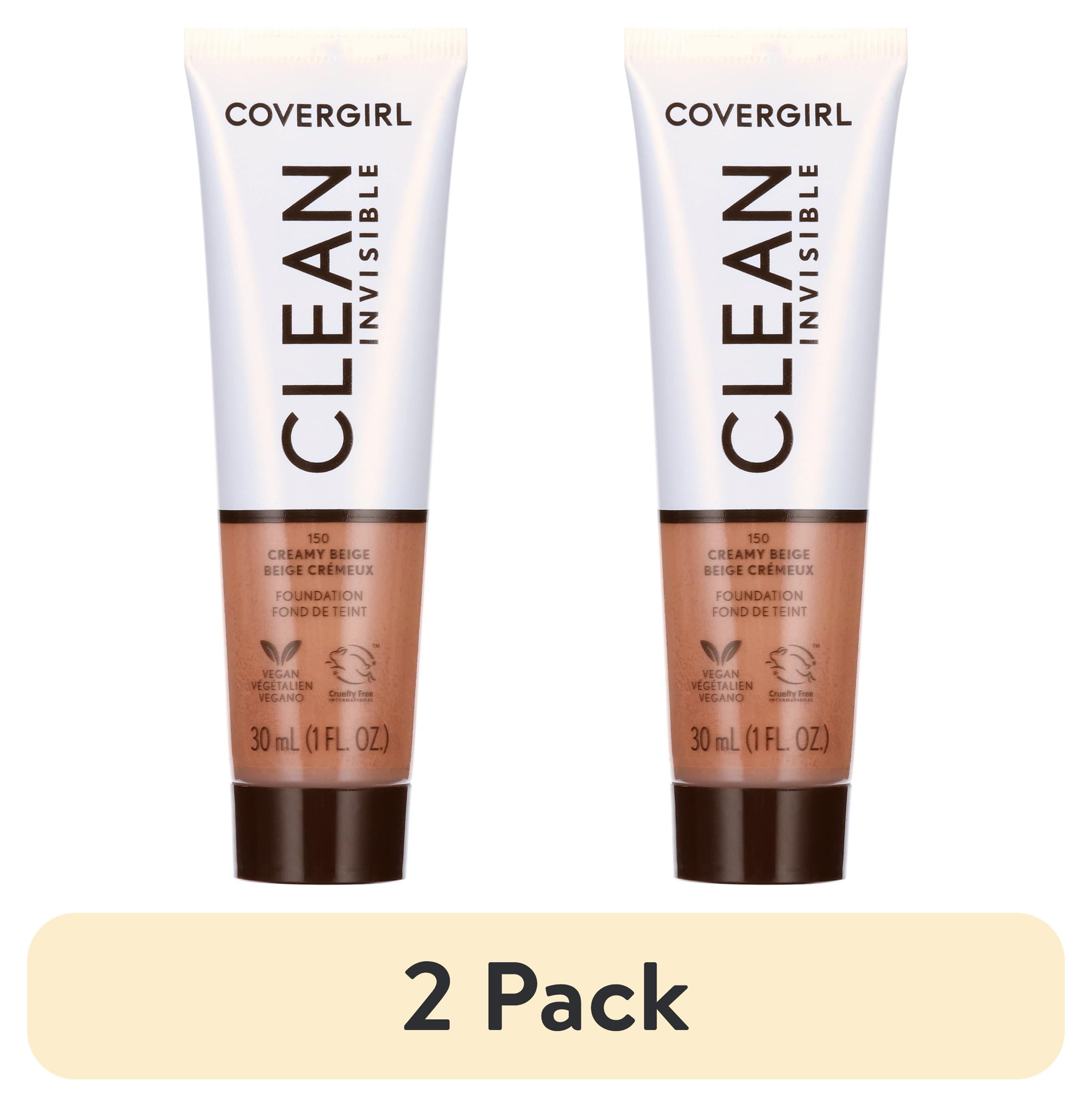 (2 pack) COVERGIRL Clean Invisible Liquid Foundation, 150 Creamy Beige ...