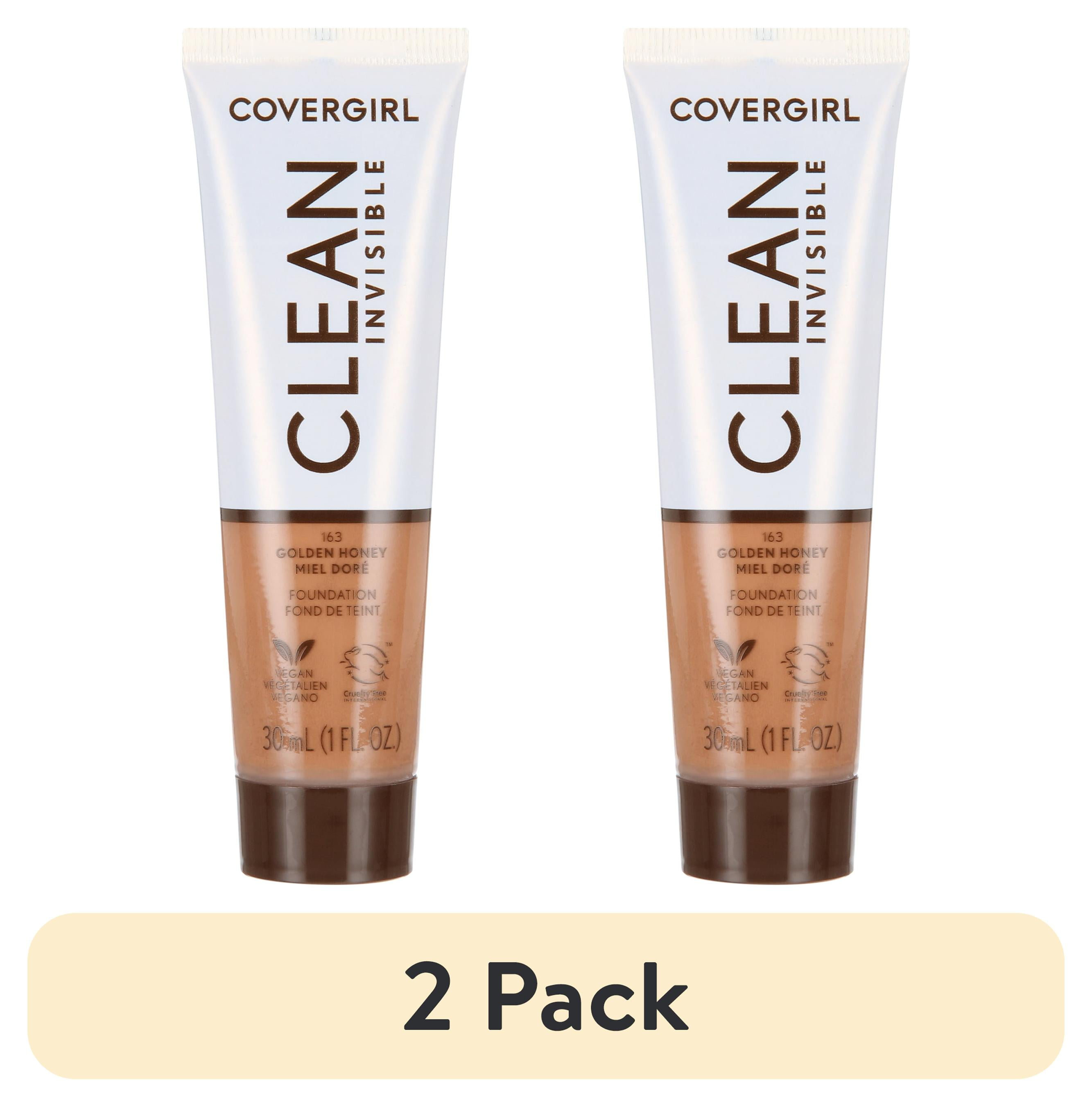 (2 pack) COVERGIRL Clean Invisible Liquid Foundation, 163 Golden Honey ...