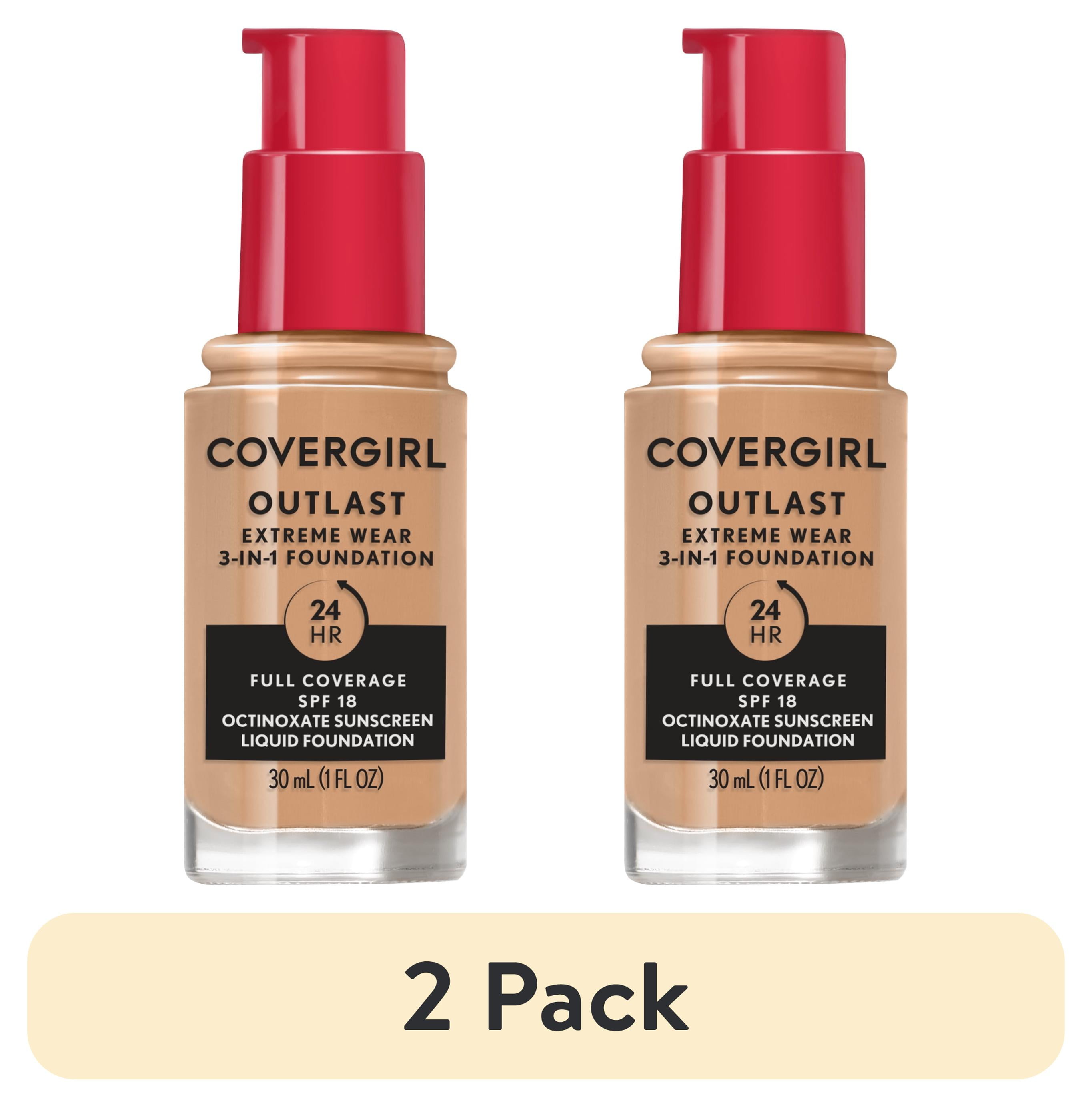 (2 pack) COVERGIRL Outlast Extreme Wear Foundation SPF18, 842 Medium ...