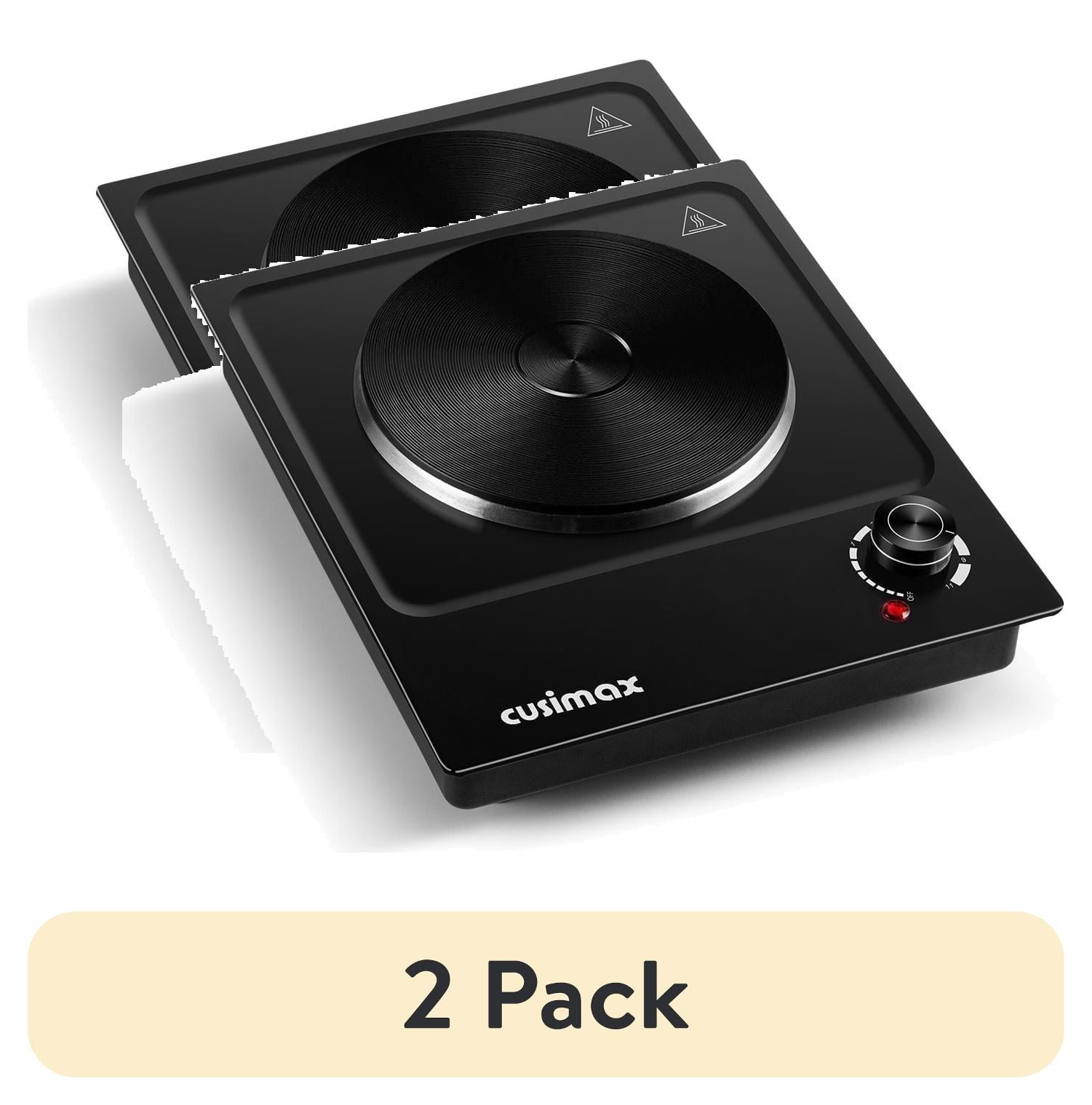 (2 pack) CUSIMAX 1500W Portable Hot Plate – Cast-Iron Single Burner, 11 ...