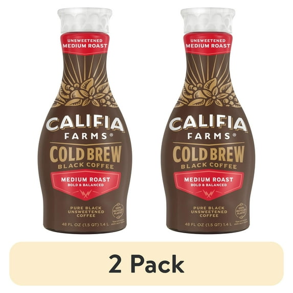 (2 pack) Califia Farms Pure Black Medium Roast Cold Brew Coffee 48 ...