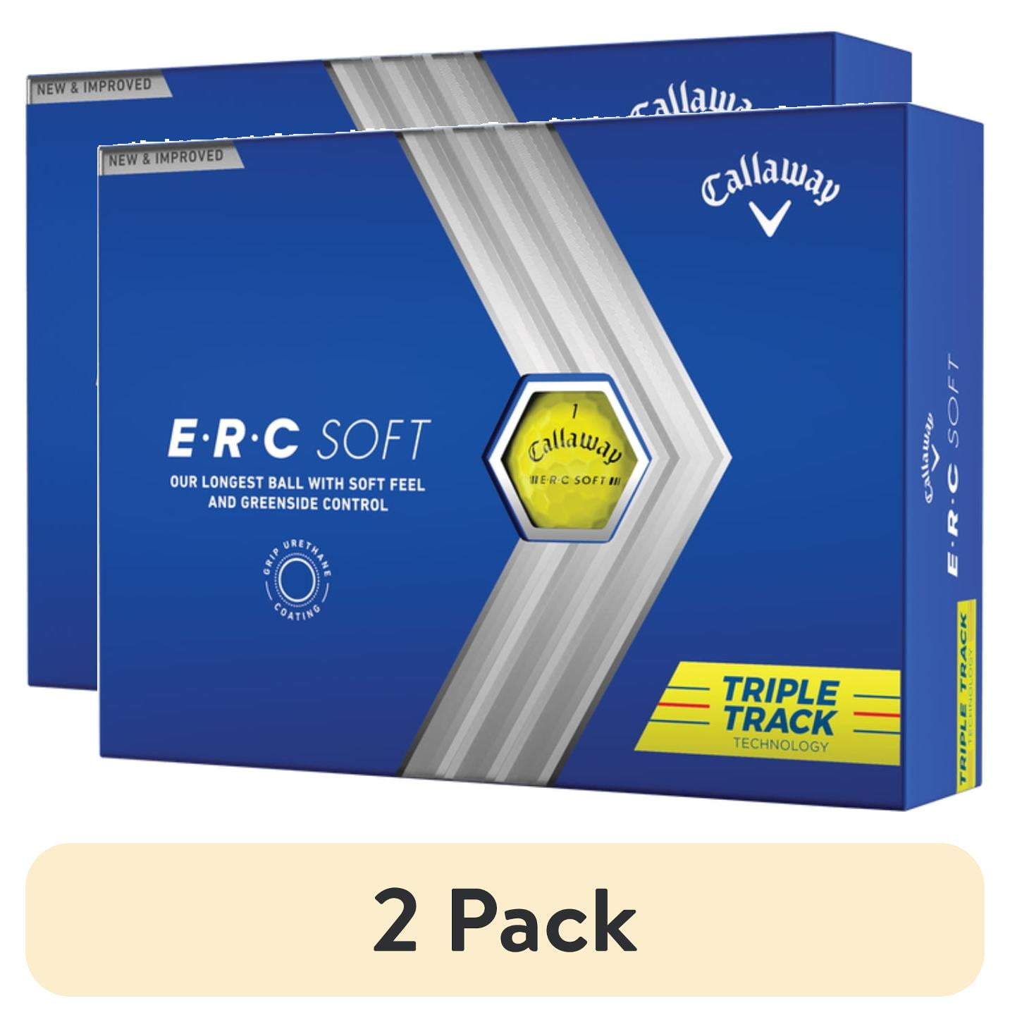 Callaway ERC Soft Triple Track Golf Balls Yellow 2 Pack - Performance ...