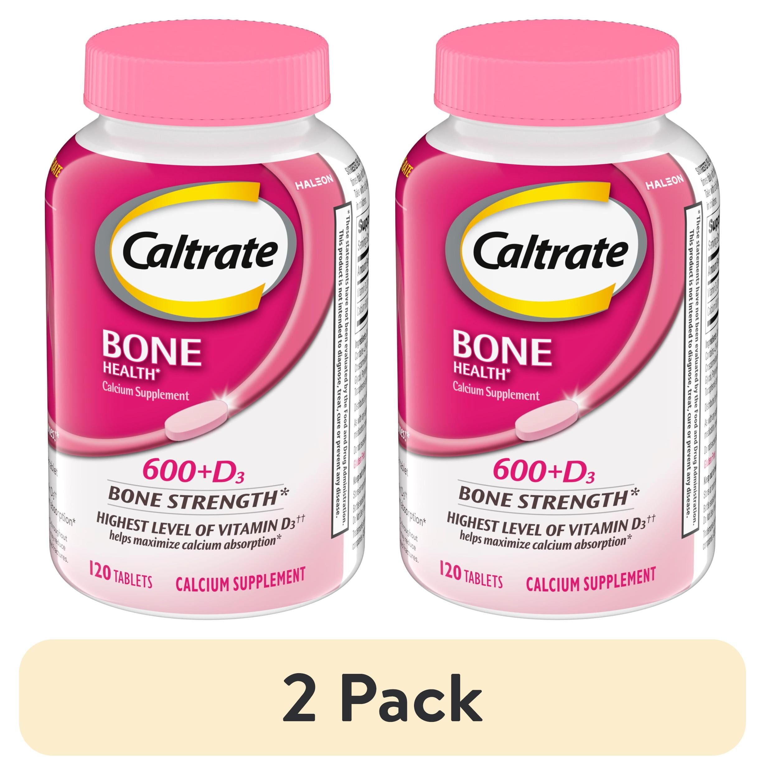 (2 pack) Caltrate 600+D3 Calcium and Vitamin D Supplement Tablets - 120 ...