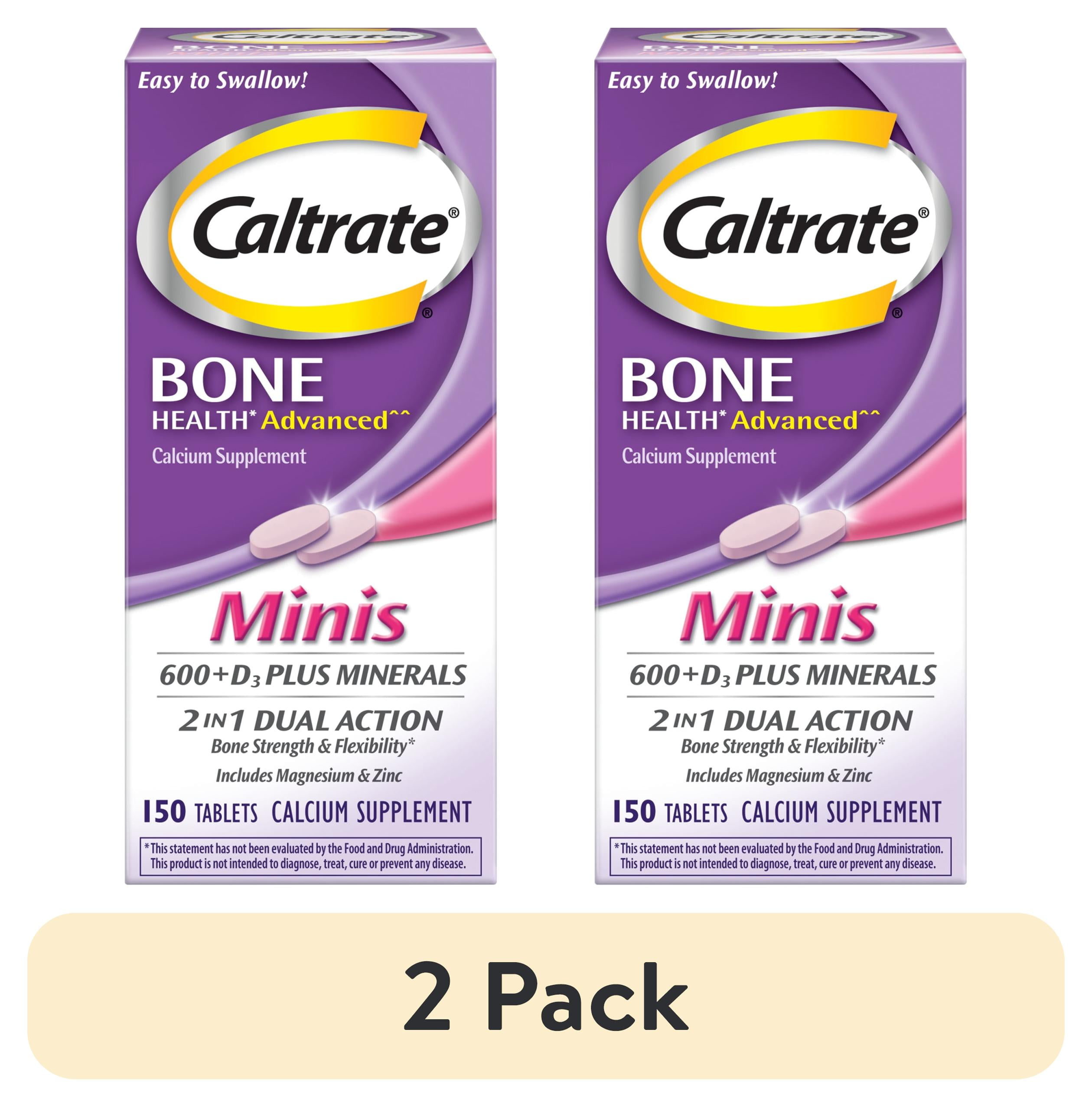 (2 pack) Caltrate 600+D3 plus Minerals Calcium Mini Tablets, 150 Ct ...