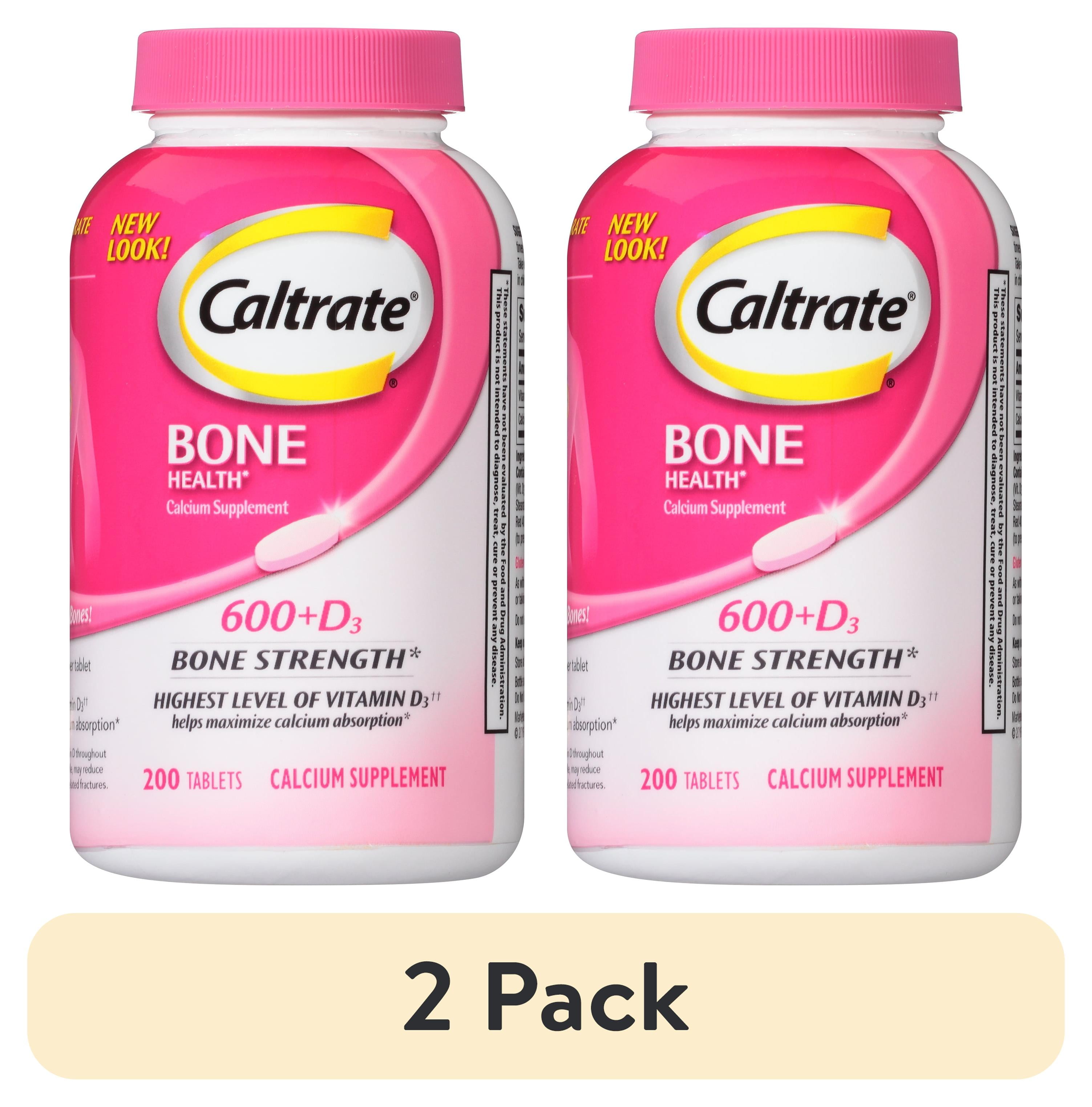 (2 pack) Caltrate Bone Health 600+D3 Calcium Tablets, 200 Ct - Walmart.com